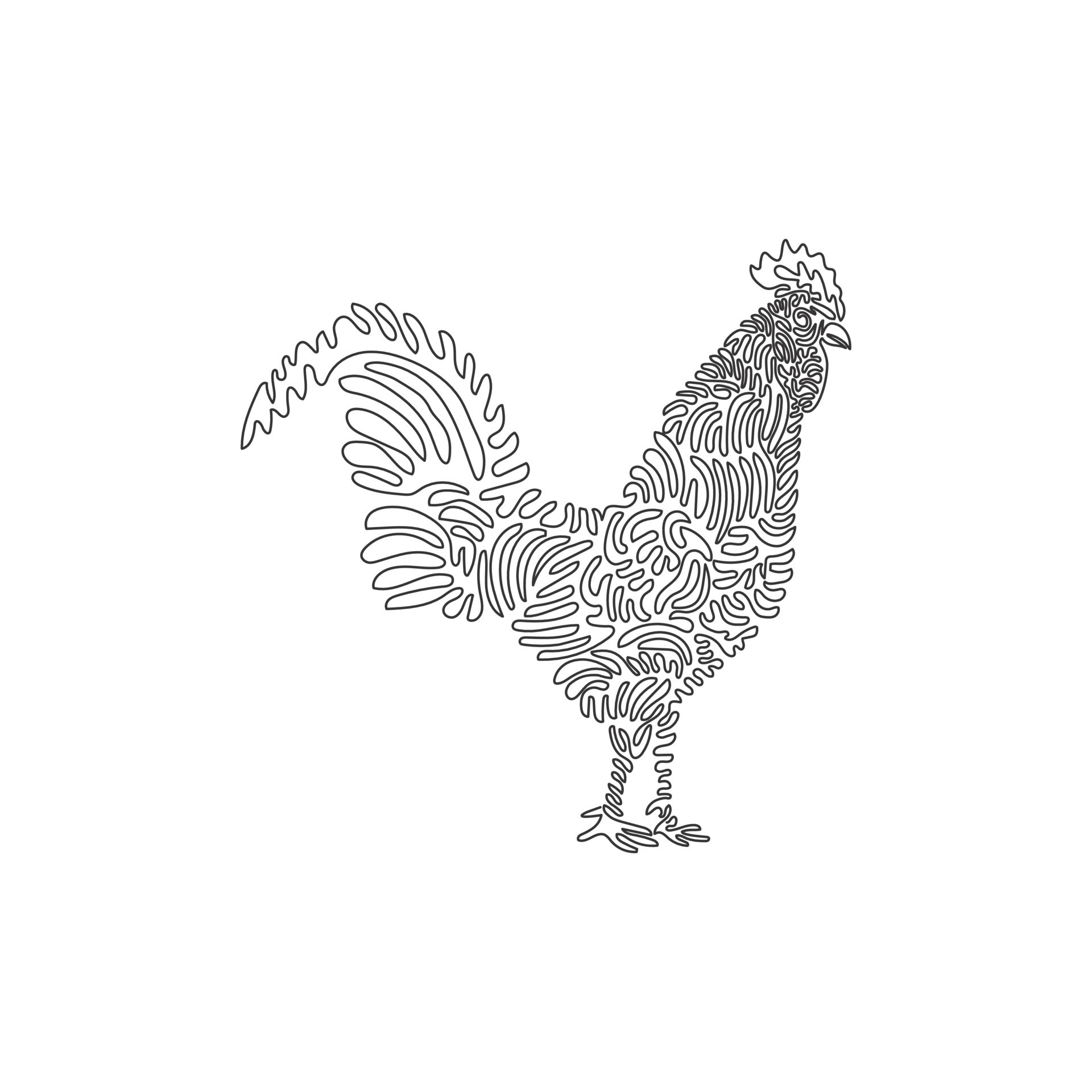 Continuous Curve One Line Drawing Of Abstract Art Beautiful High Arched Rooster Tail Single
