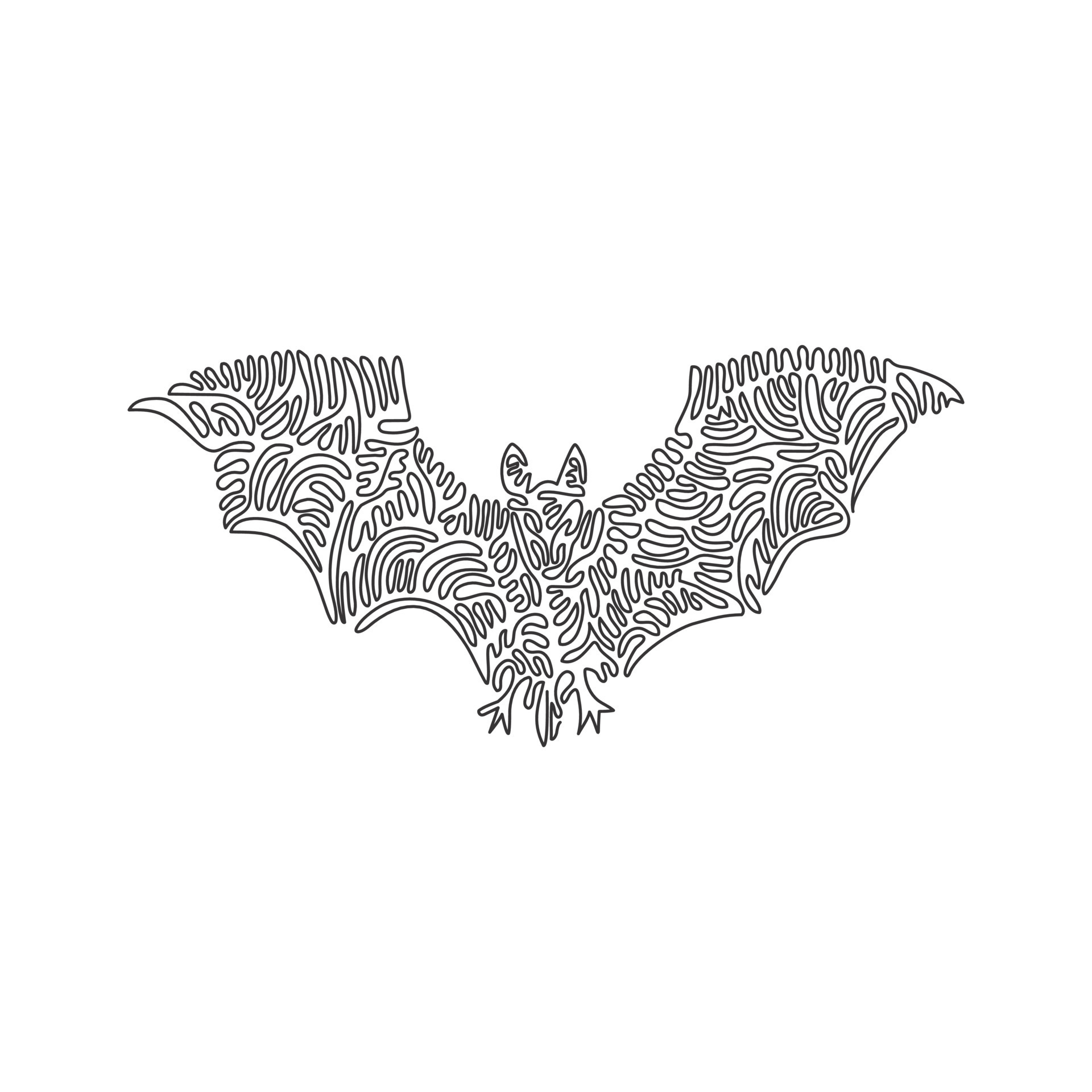 Continuous Curve One Line Drawing Bat Mammals Capable Of Flight Single Line Editable Stroke
