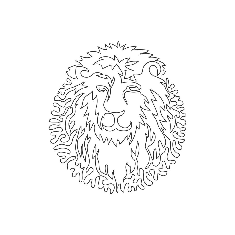 Continuous One Curve Line Drawing Of Ferocious Lion Abstract Art In