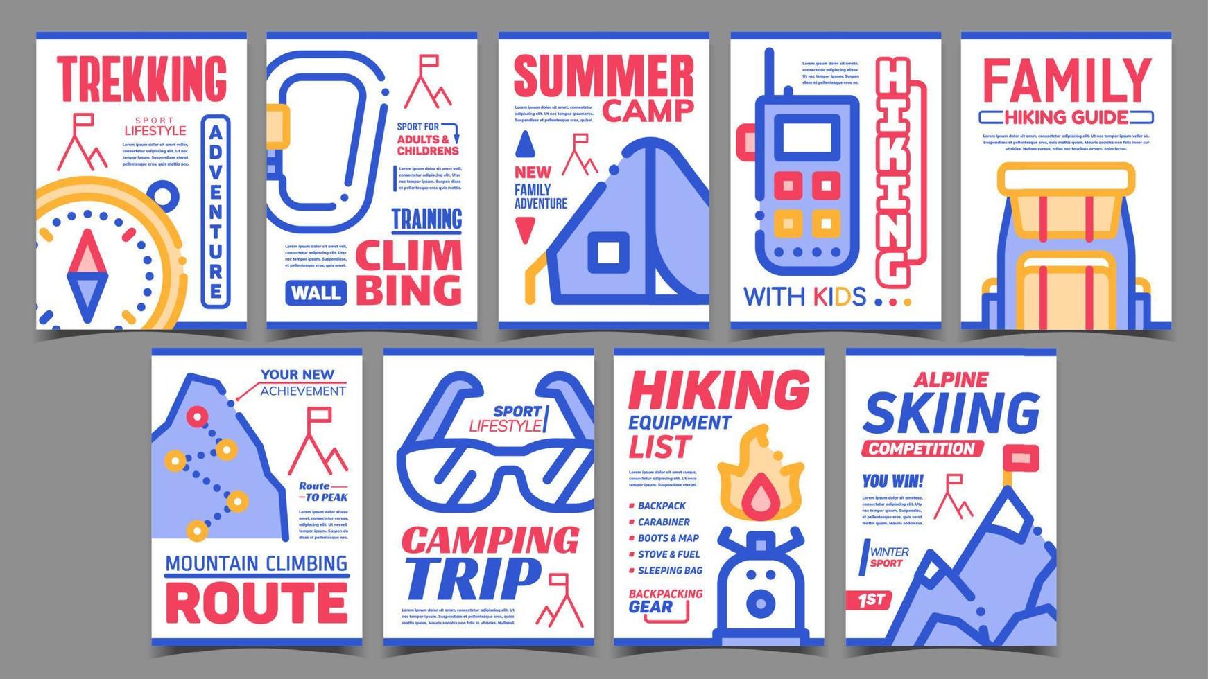 Alpinism Creative Advertising Posters Set Vector 17429832 Vector Art at ...