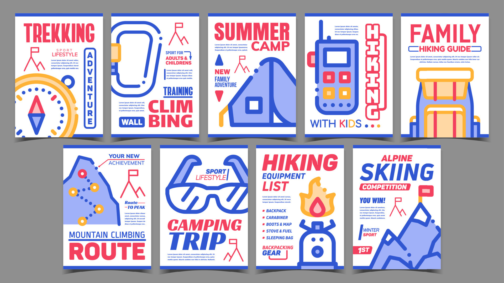 Alpinism Creative Advertising Posters Set Vector 17429832 Vector Art at ...