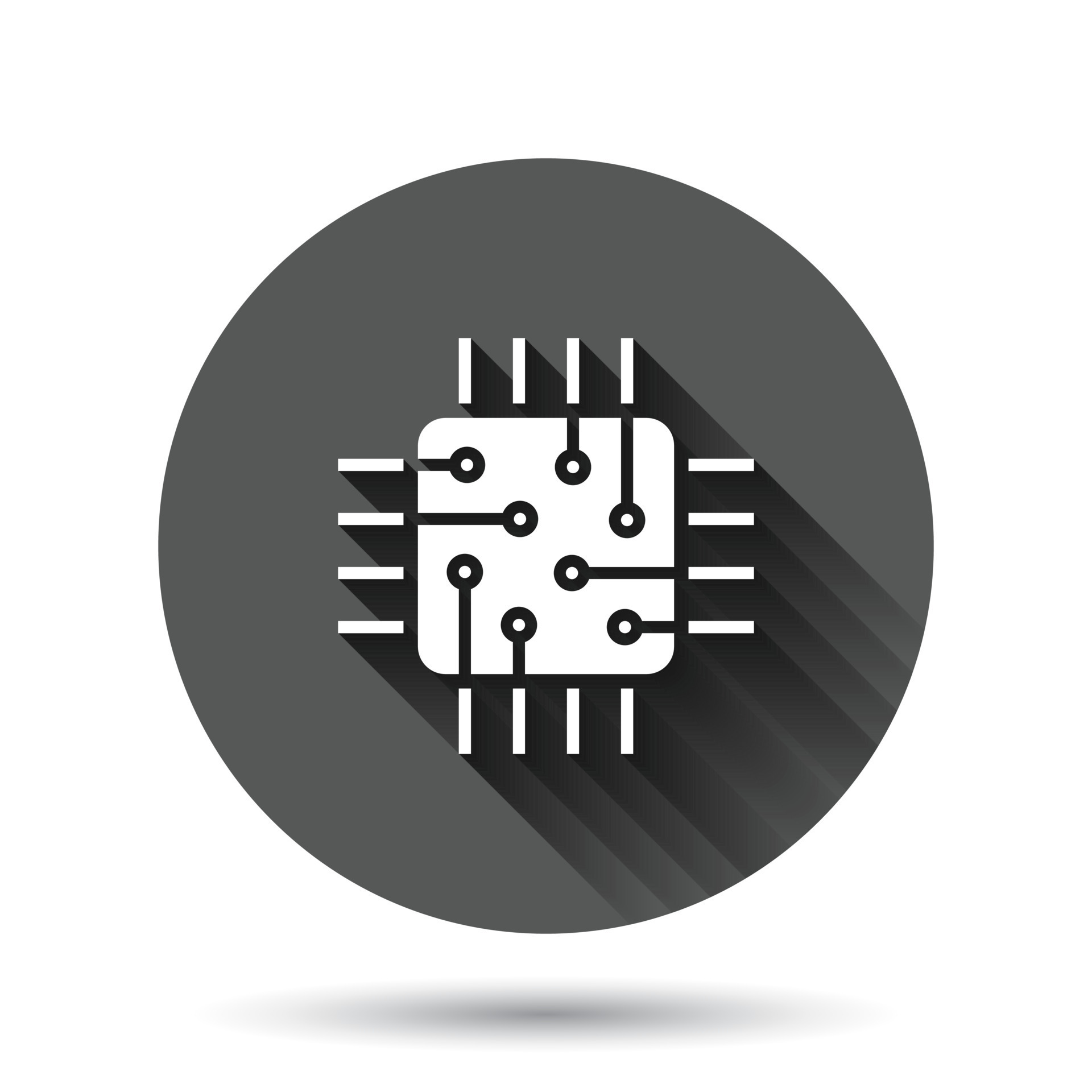 Computer Cpu Icon In Flat Style Circuit Board Vector Illustration On
