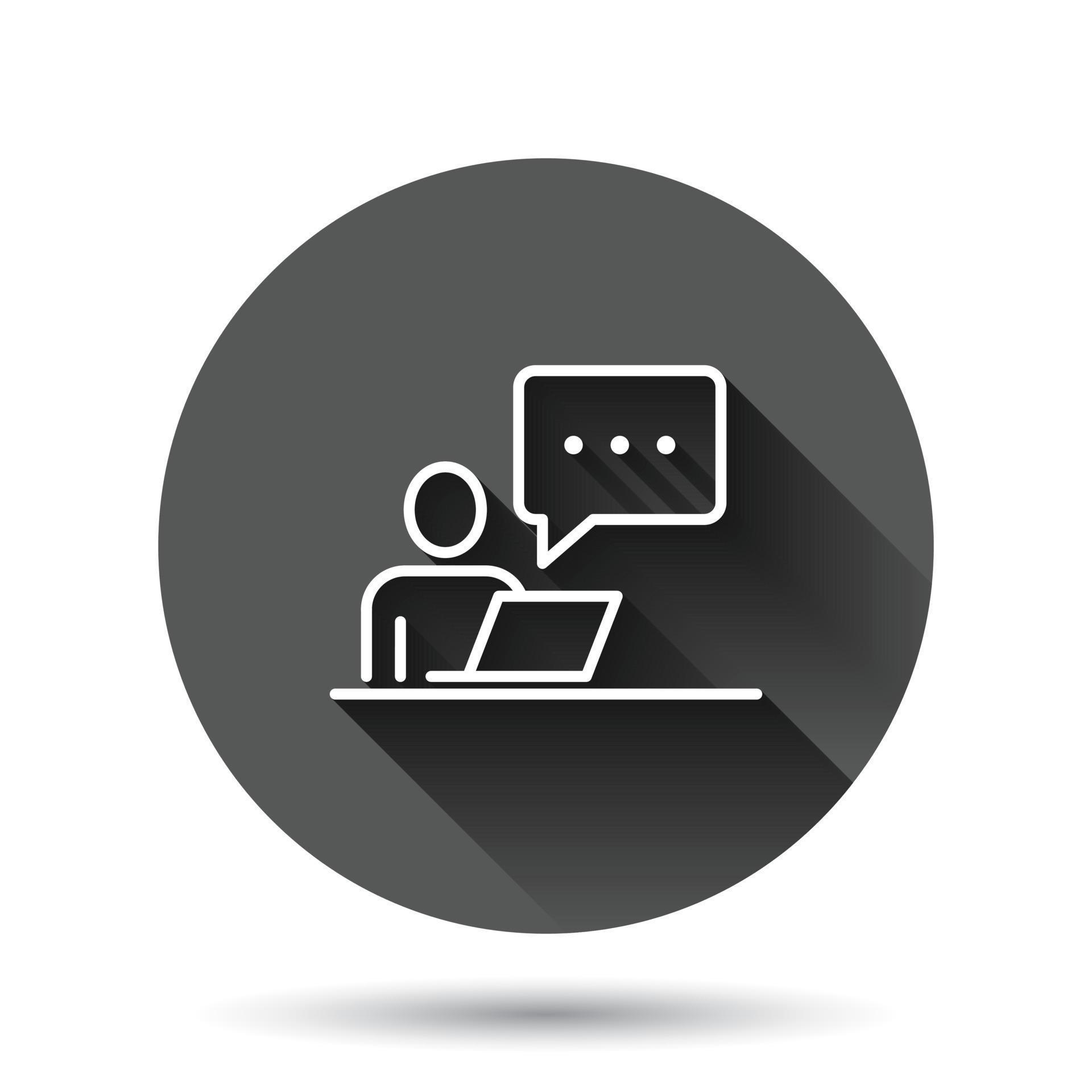 People with laptop computer icon in flat style. Pc user vector ...