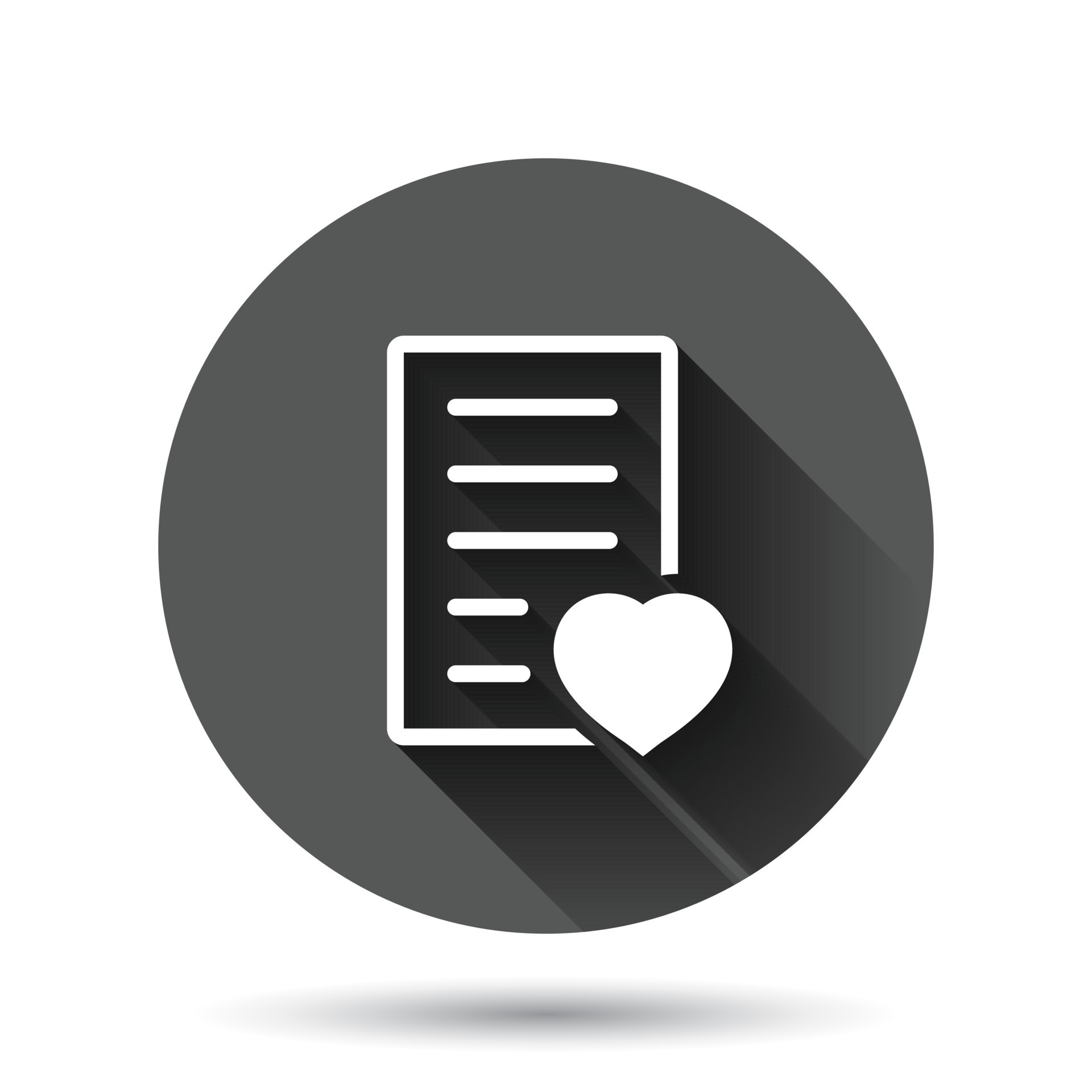 Wishlist icon in flat style. Like document vector illustration on black ...