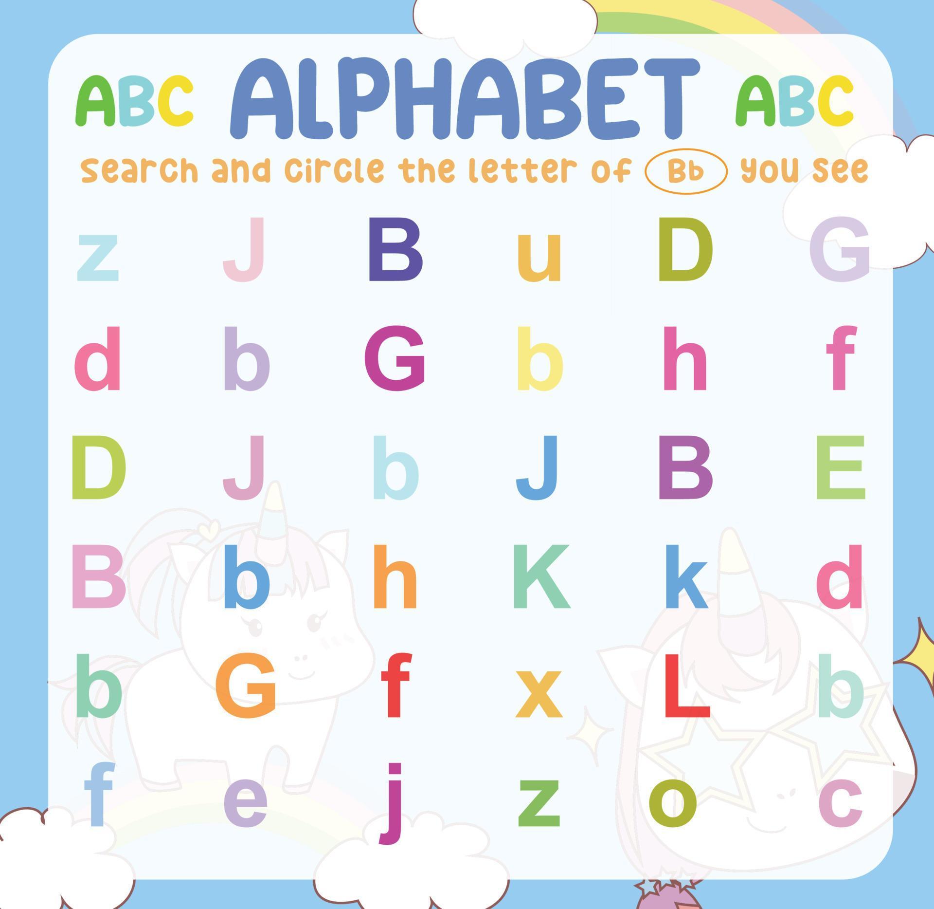Search and circle the uppercase and lowercase of the A letter on the ...