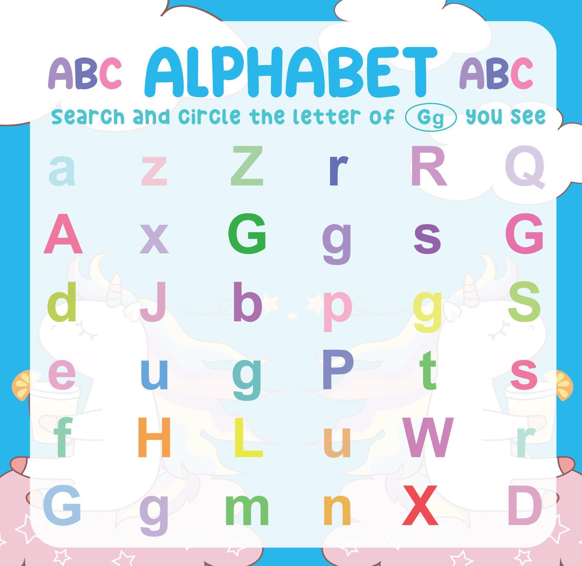 Search and circle the uppercase and lowercase of the A letter on the ...