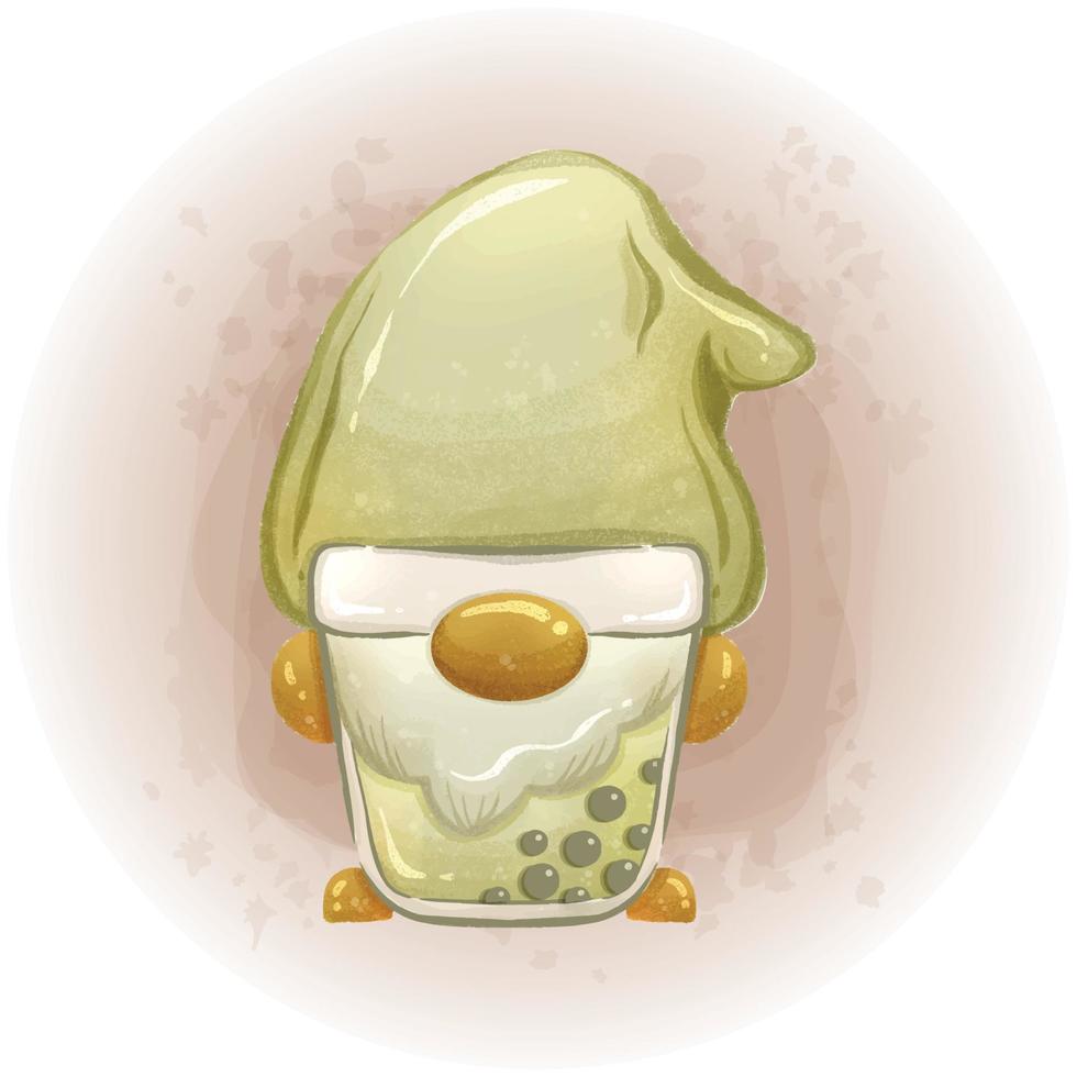 Cute Gnome Bubble Tea Watercolor Clipart Vector Illustration 03 ...