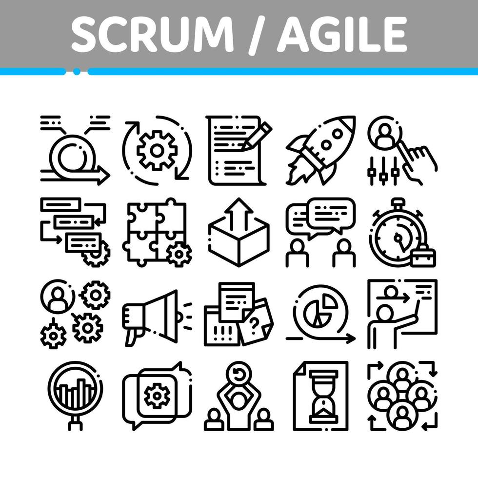 Scrum Agile Collection Elements Vector Icons Set 17442428 Vector Art at ...