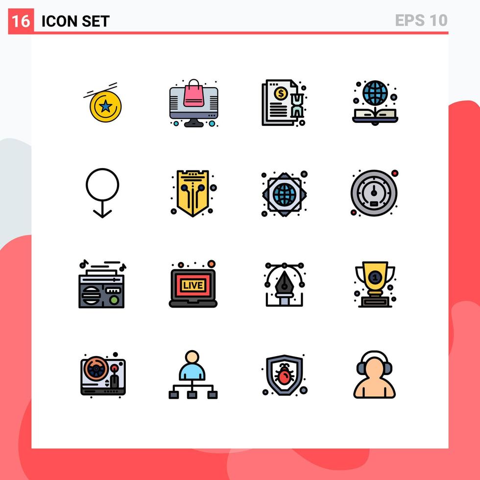 Mobile Interface Flat Color Filled Line Set Of 16 Pictograms Of Man