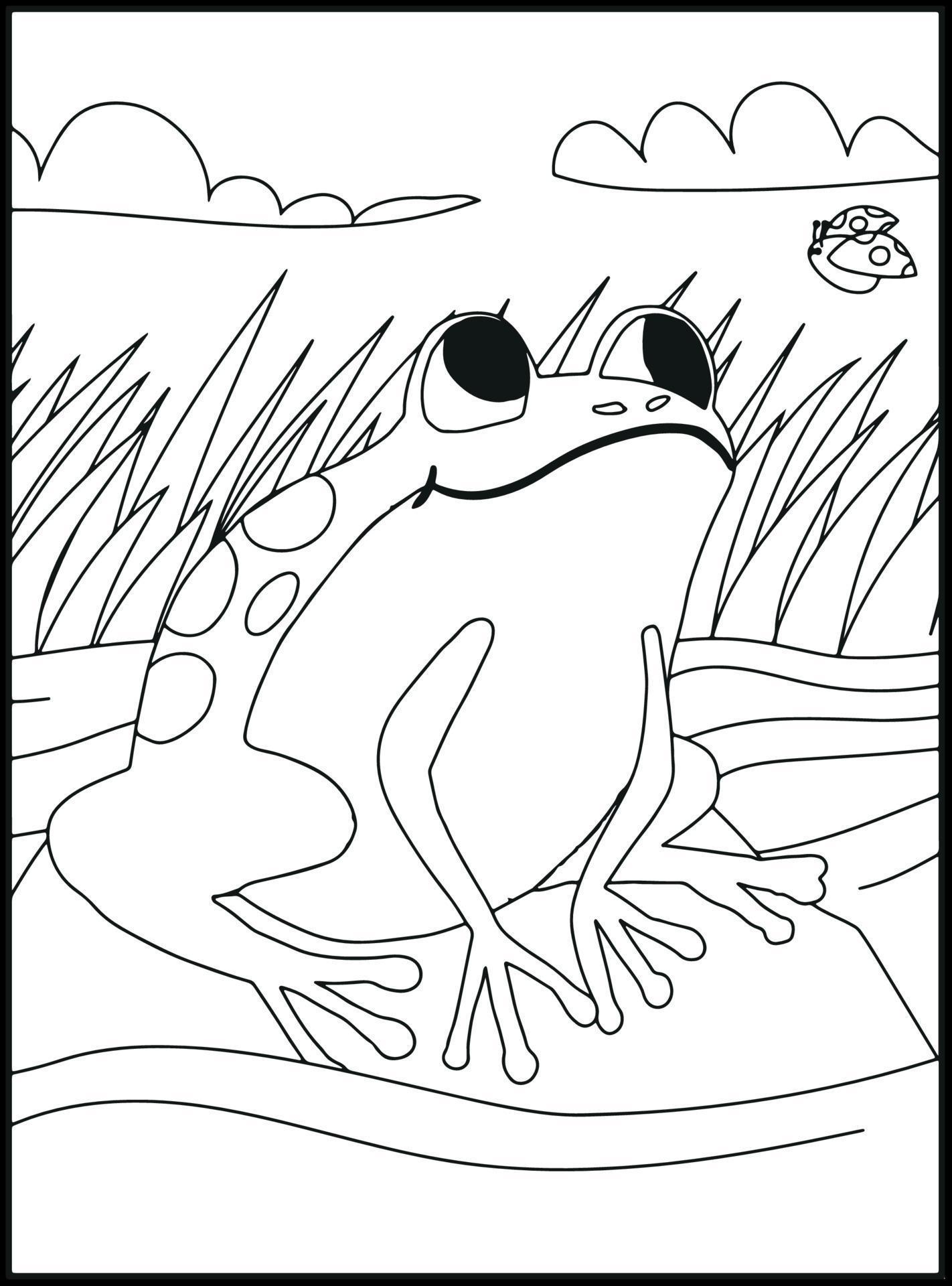Cute Frog Coloring Pages 17444708 Vector Art at Vecteezy