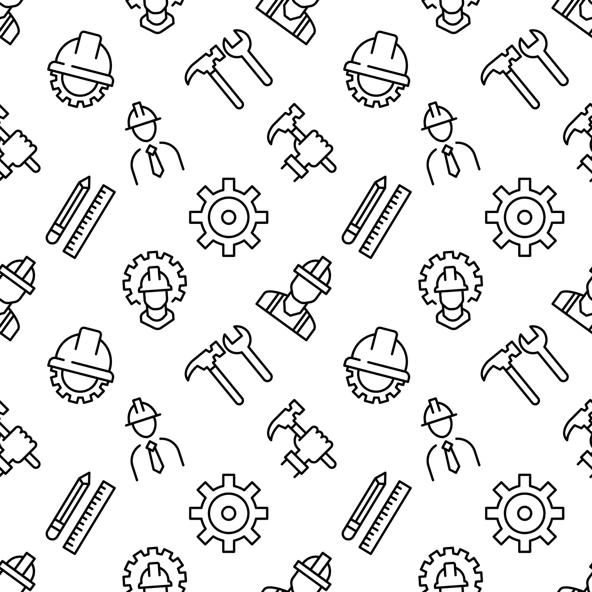Seamless Repeating Pattern Of Builder And Construction Worker For Web Sites Wrapping Printing
