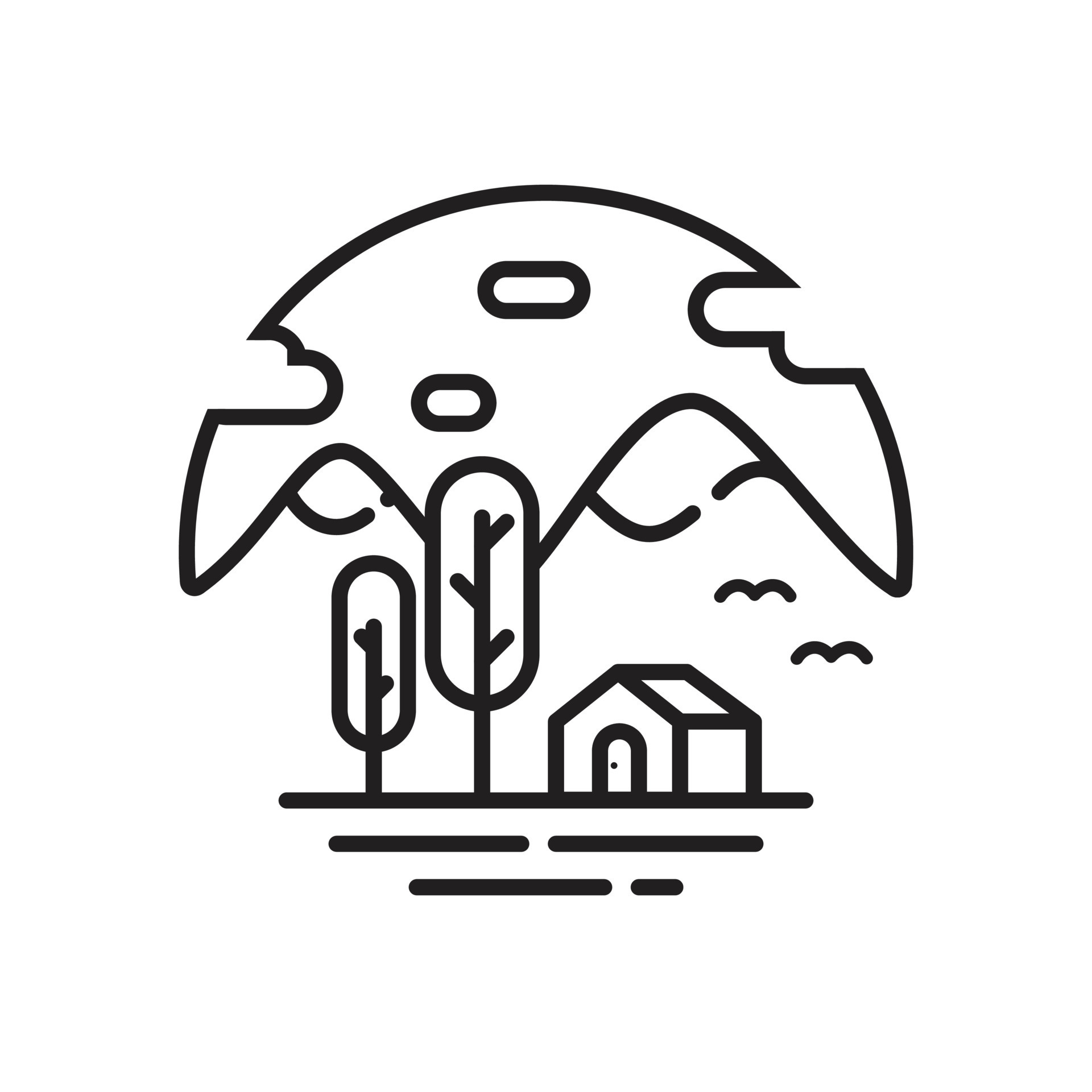 Landscape line art emblem symbol vector design 17447484 Vector Art at ...