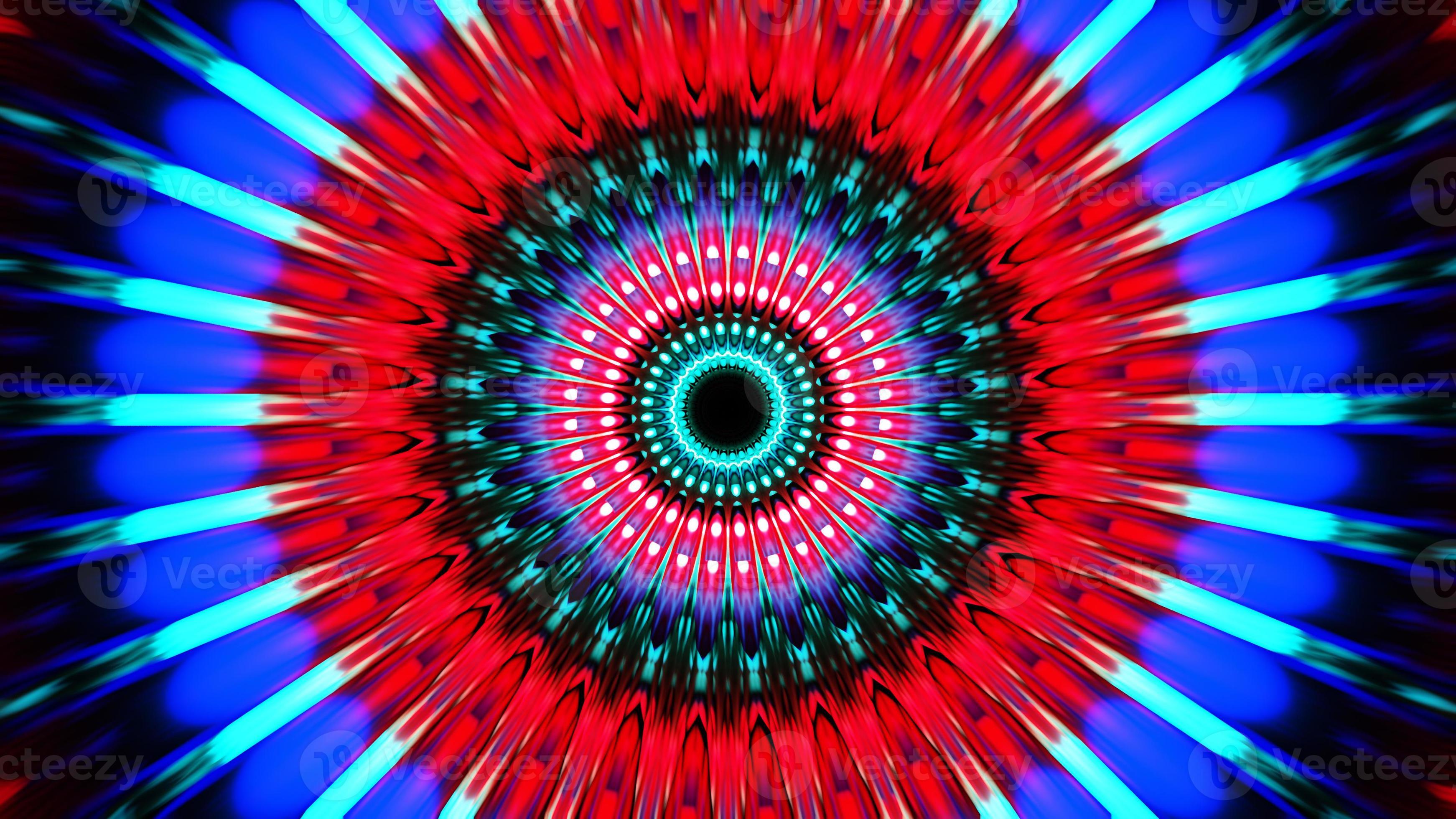 red blue fractal tunnel with iridescent reflect light abstract vj loop background 3d render ...