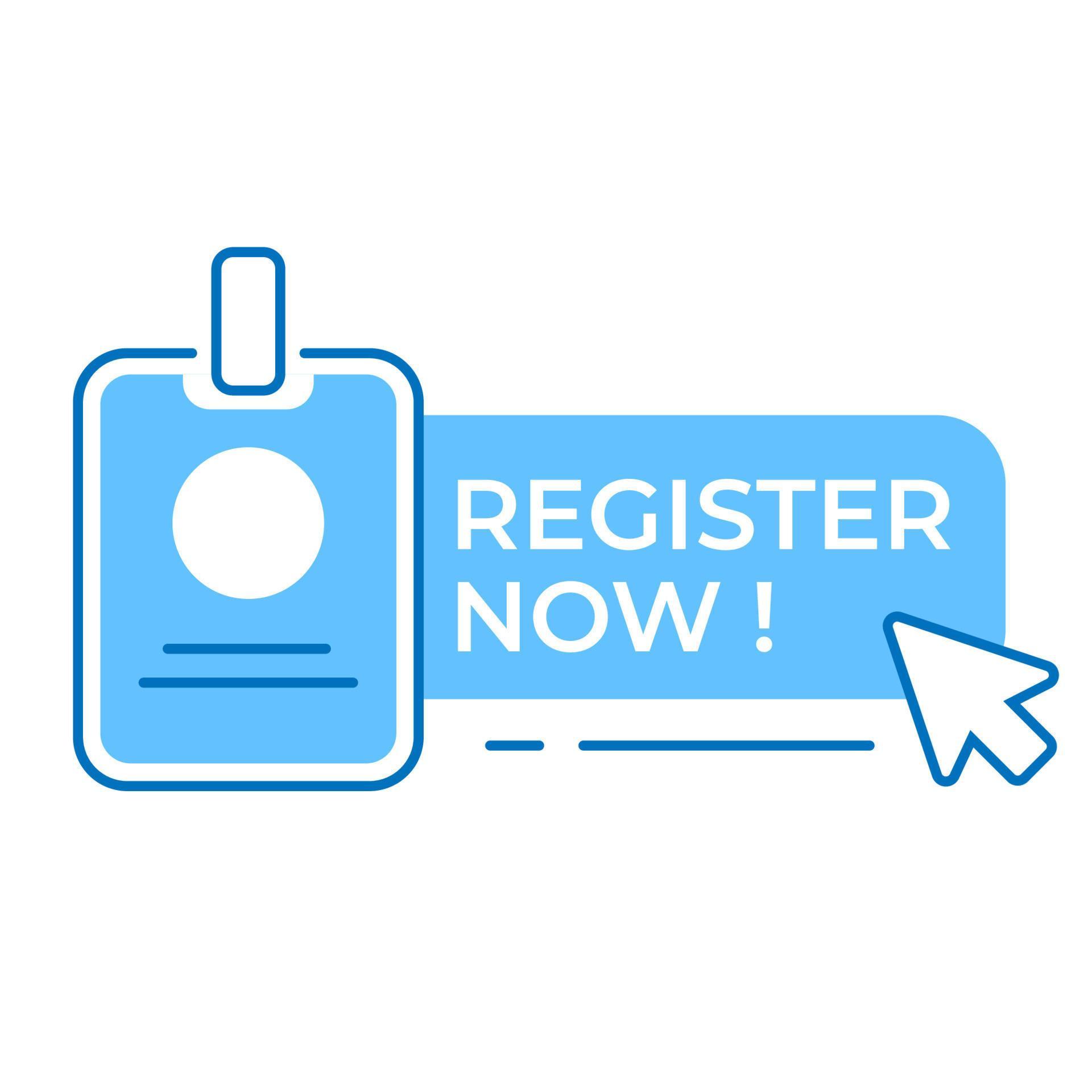 Register now button concept illustration flat design vector eps10. icon, infographic, banner ...