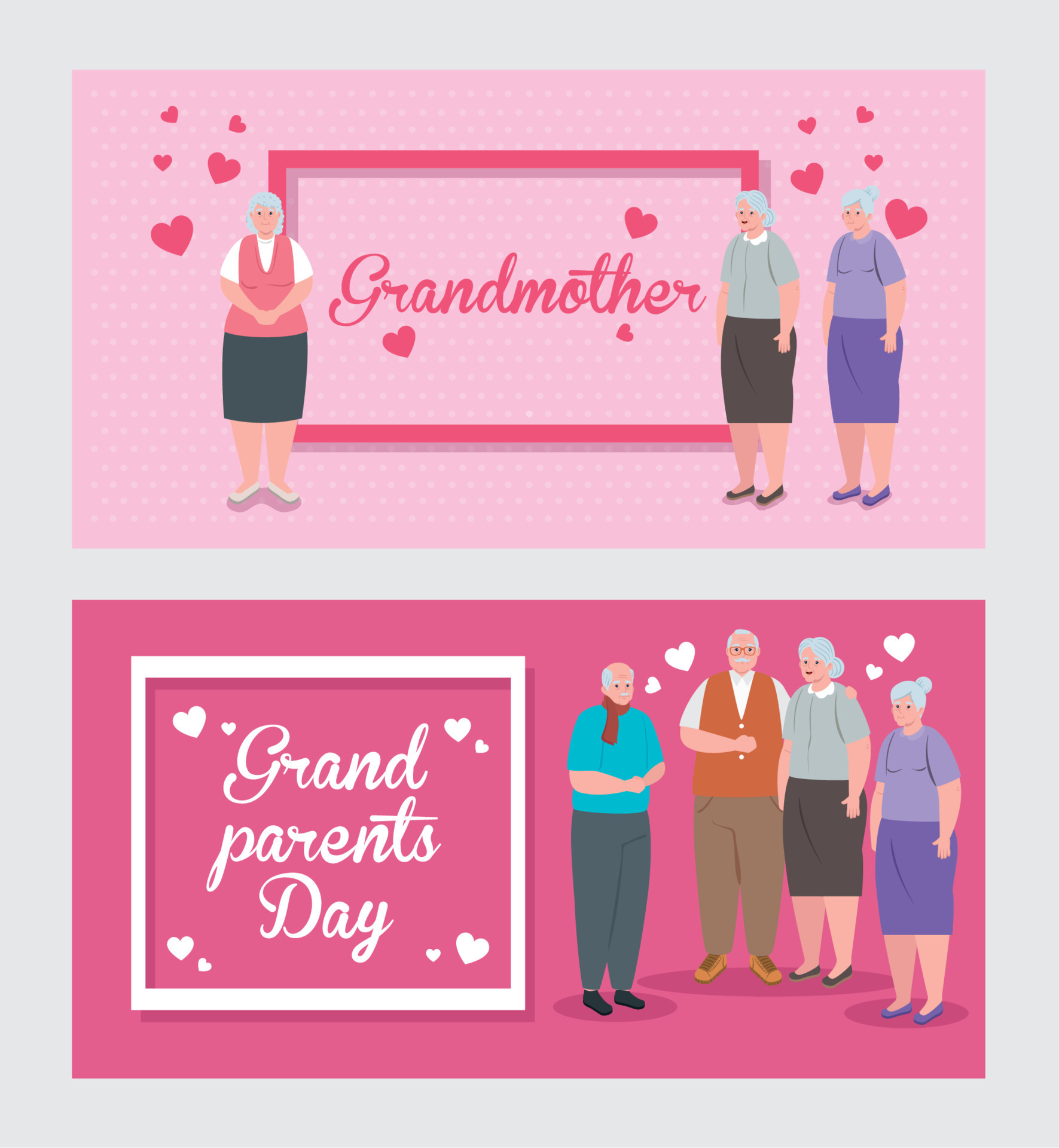 Set Cards Of Happy Grand Parents Day With Cute Old People 17450788 set-cards-of-happy-grand-parents-day-with-cute-old-people-17450788