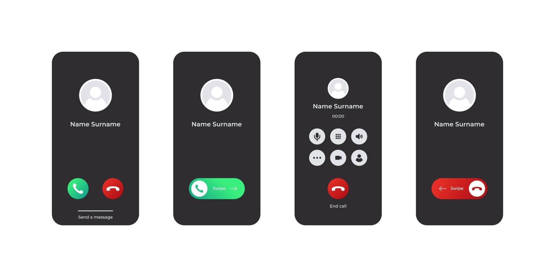 Mockup incoming call. Phone call screen interface. Communication signs ... Mockup incoming call. Phone call screen interface. Communication signs ...