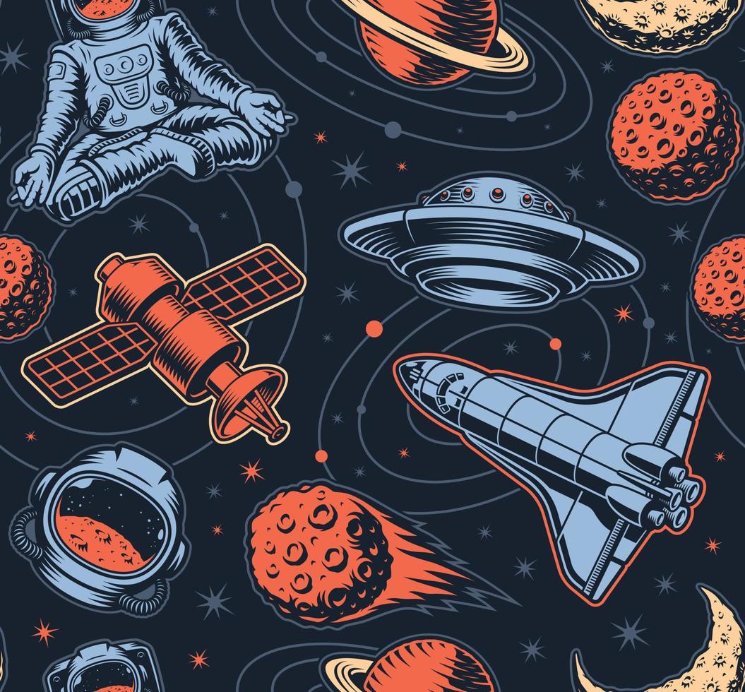 Vintage space seamless pattern 17459871 Vector Art at Vecteezy