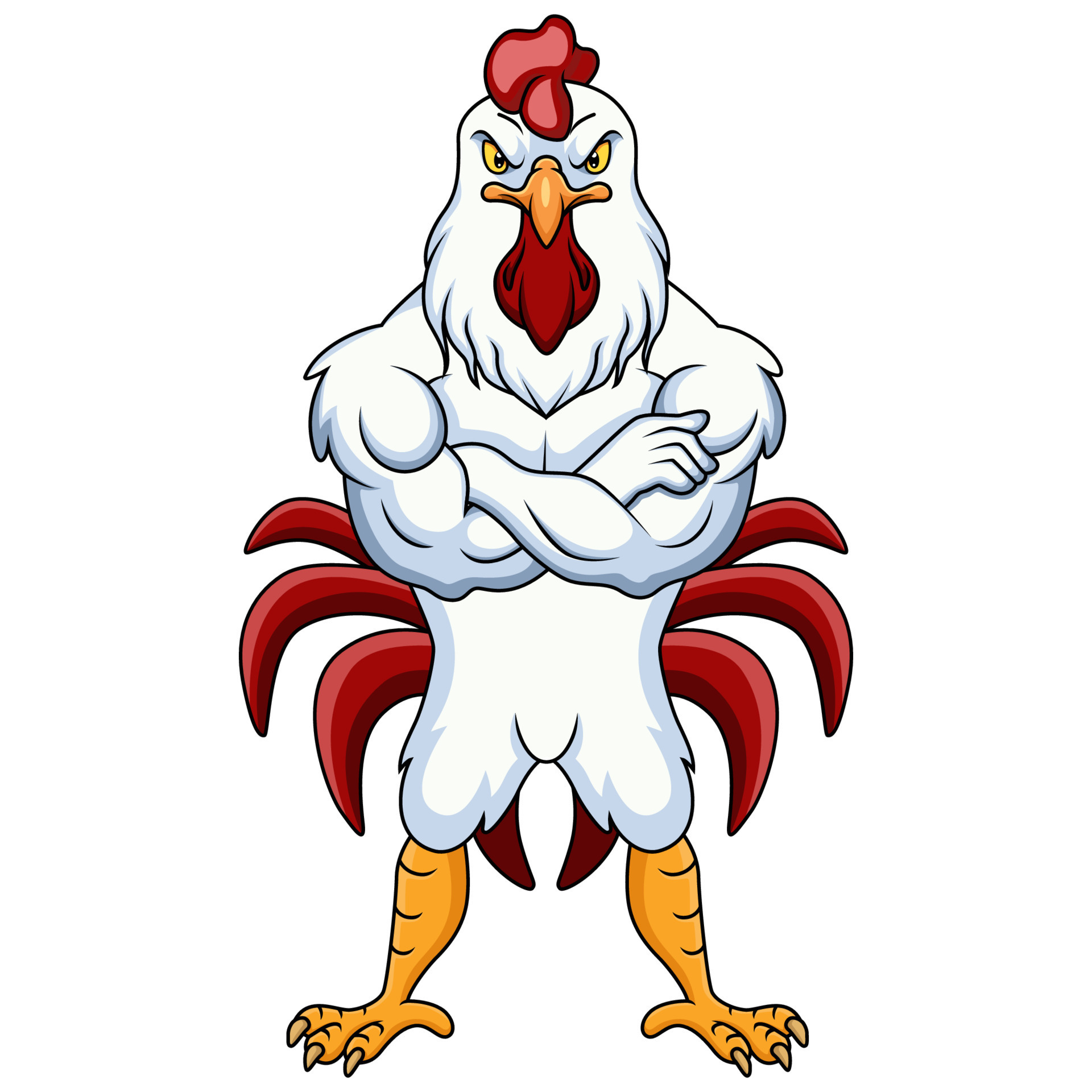Strong Rooster Cartoon Mascot Character 17460114 Vector Art At Vecteezy