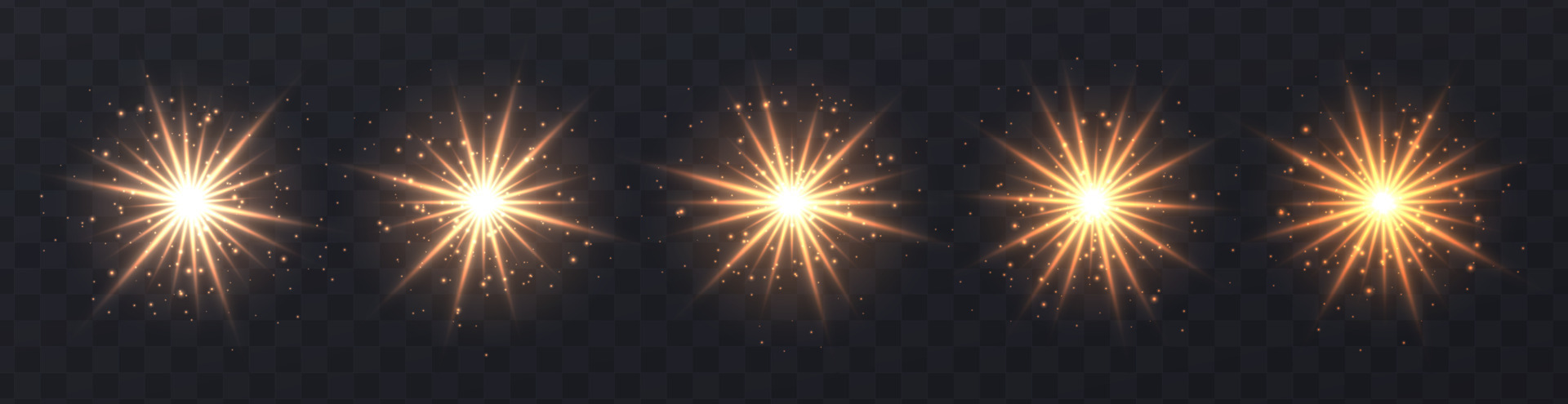 Light flares set isolated on transparent background. Orange lens flares, bokeh, sparkles ...