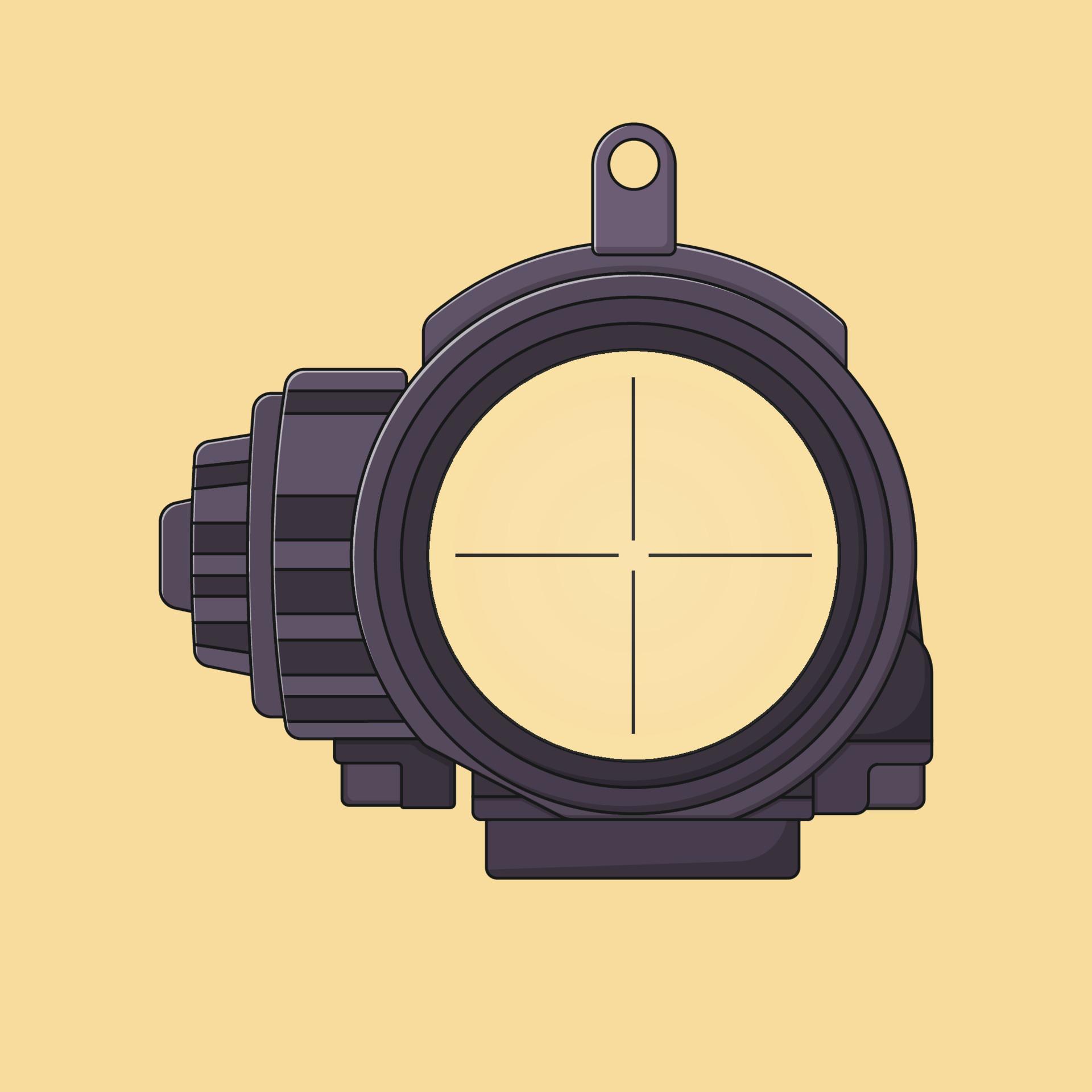 Tactical Scope Vector Icon Illustration. Rifle Attachment Tool. Binocular. Flat Cartoon Style ...