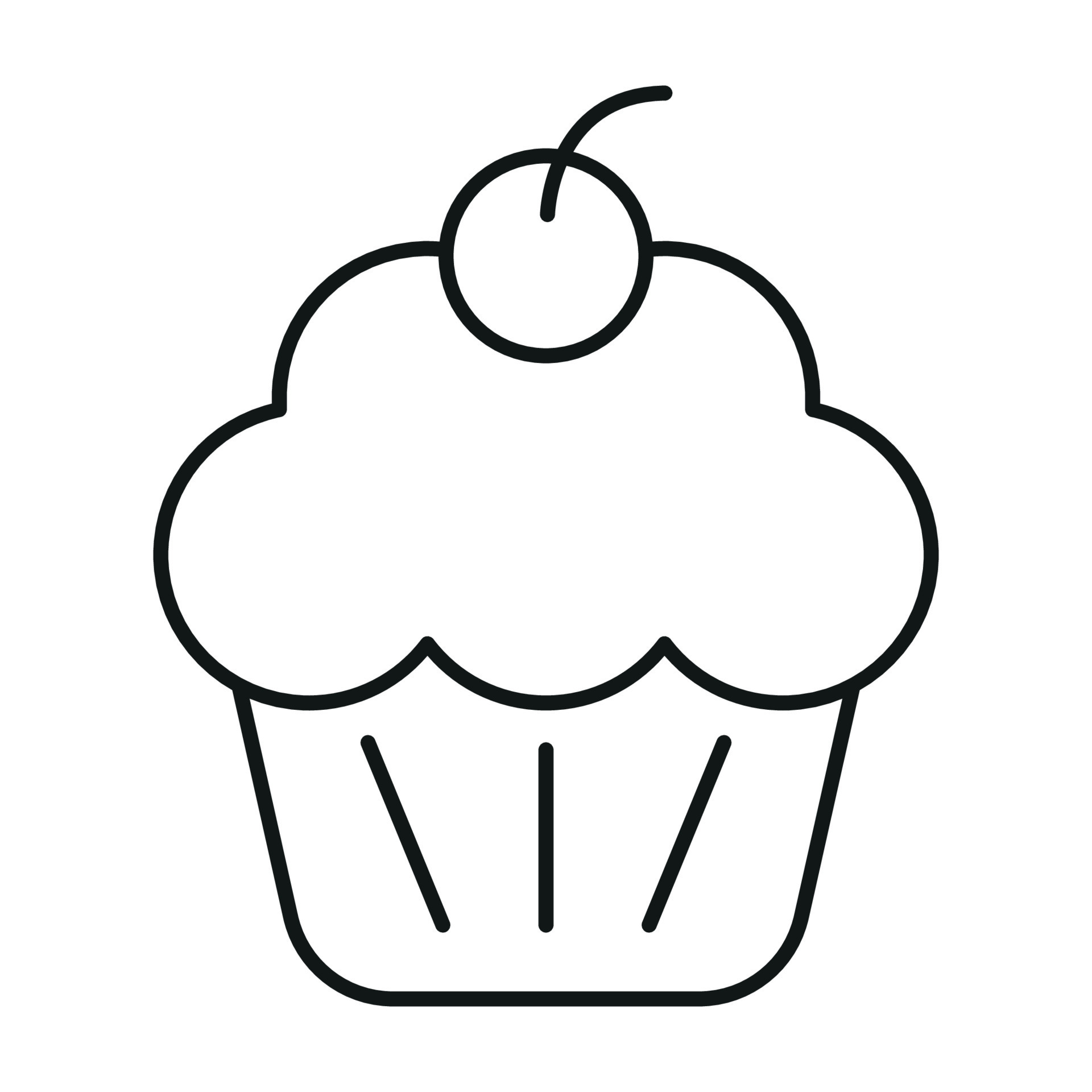 Black Line Cupcake Icon Clipart With Cherry Vector Illustration