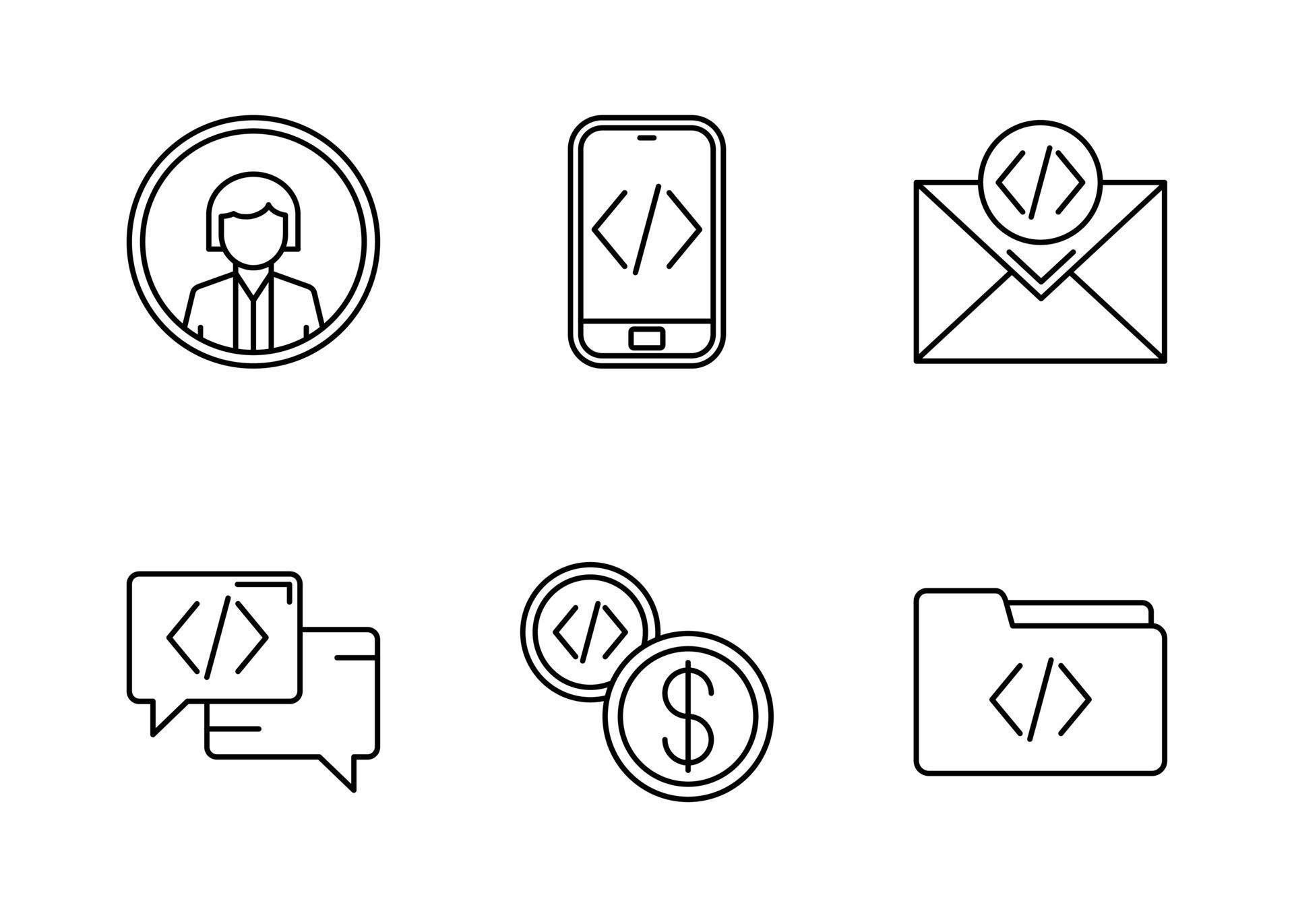 Coding Vector Icon Set 17463400 Vector Art at Vecteezy