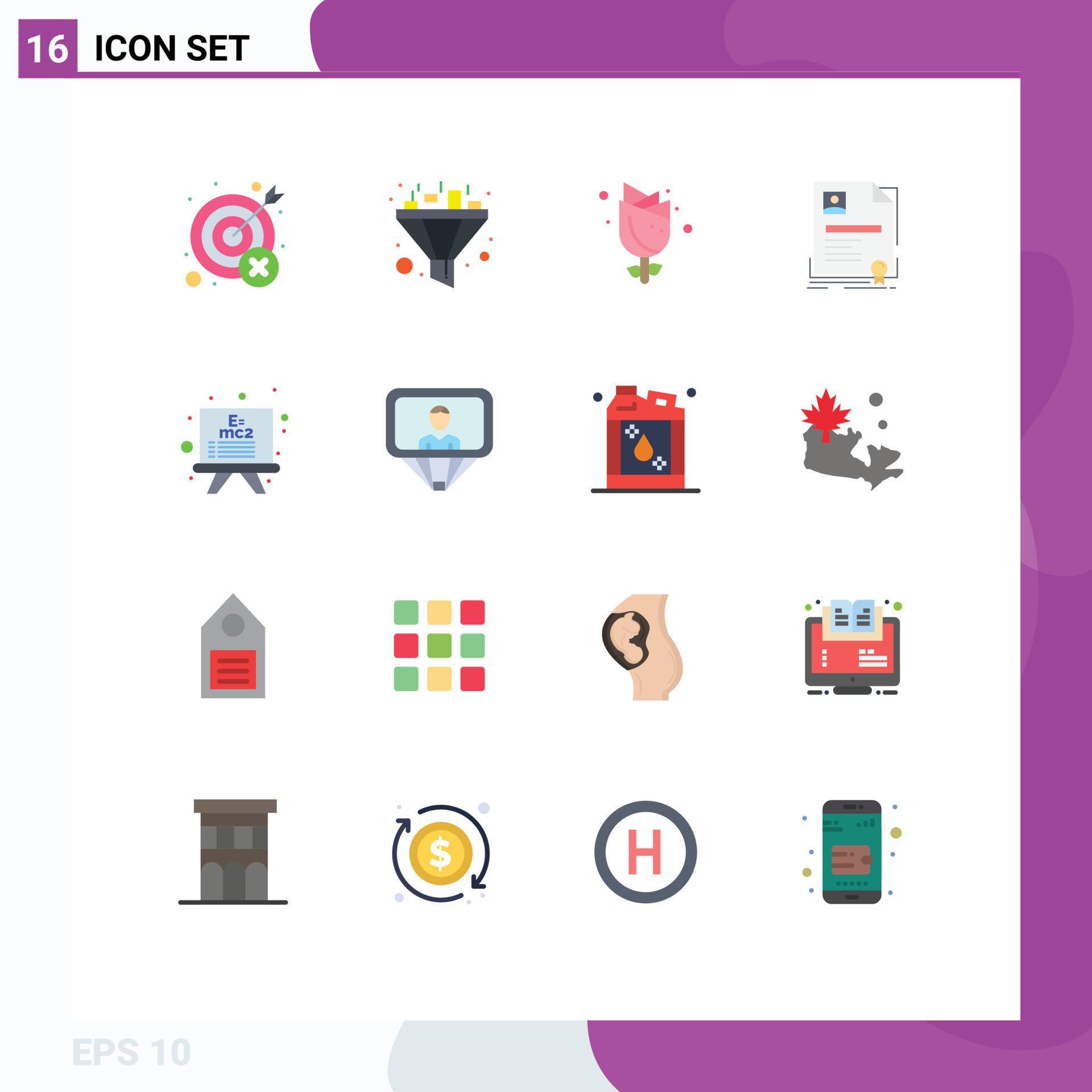 16 User Interface Flat Color Pack Of Modern Signs And Symbols Of Board Agreement Flower Business