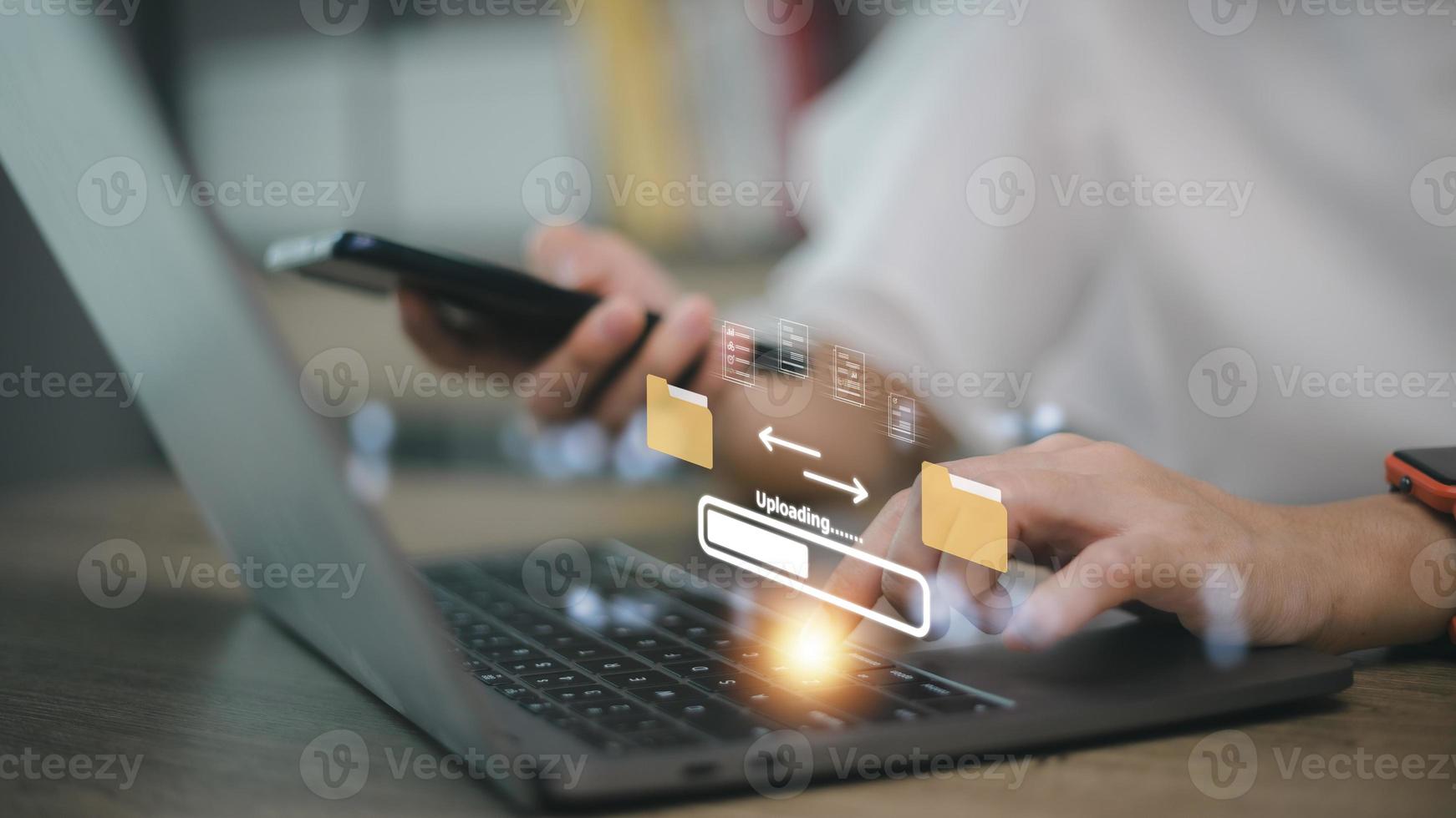 Uploading documents from folder. Open File folder with flying blank ...