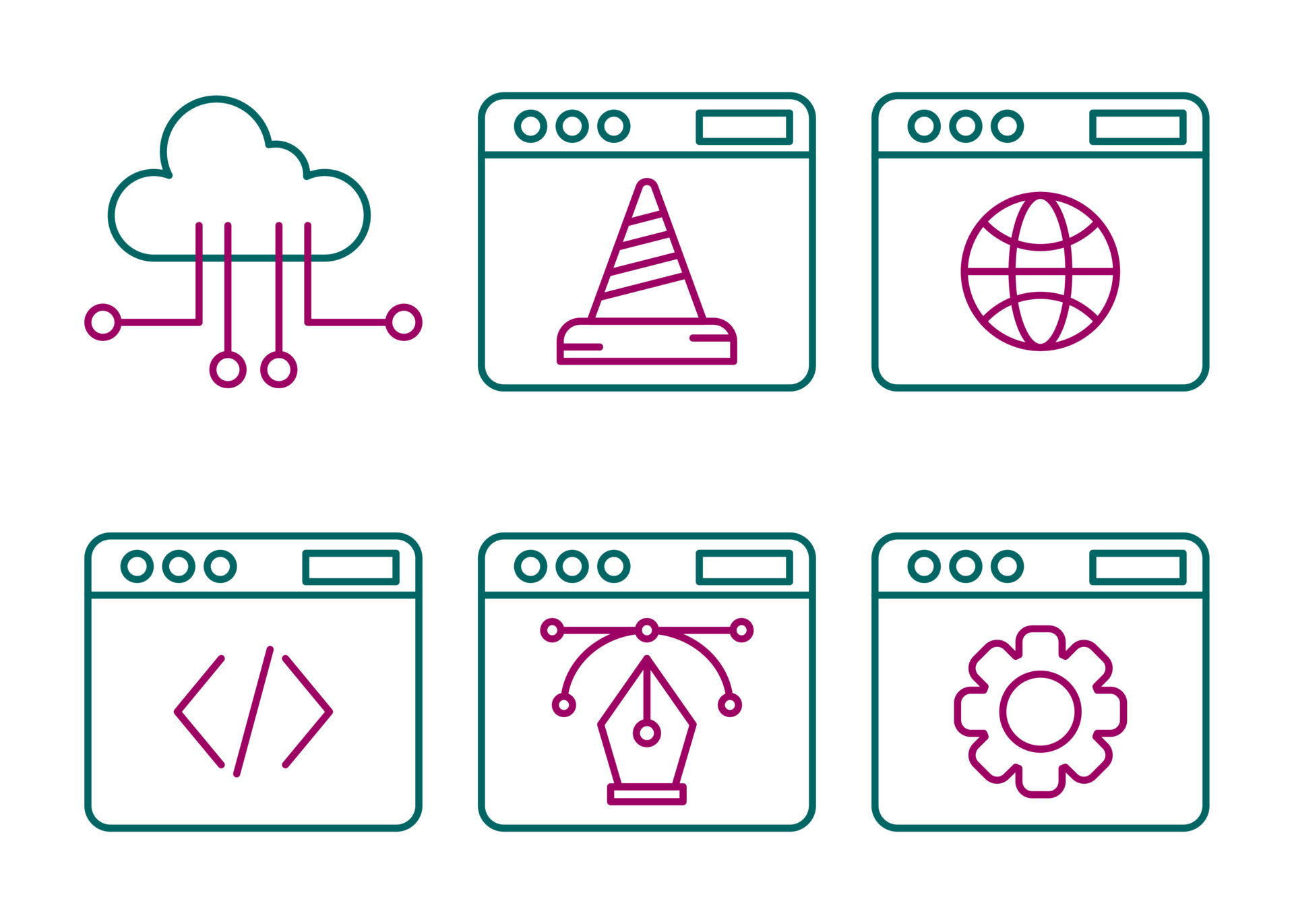 Web Development Vector Icon Set 17472890 Vector Art at Vecteezy