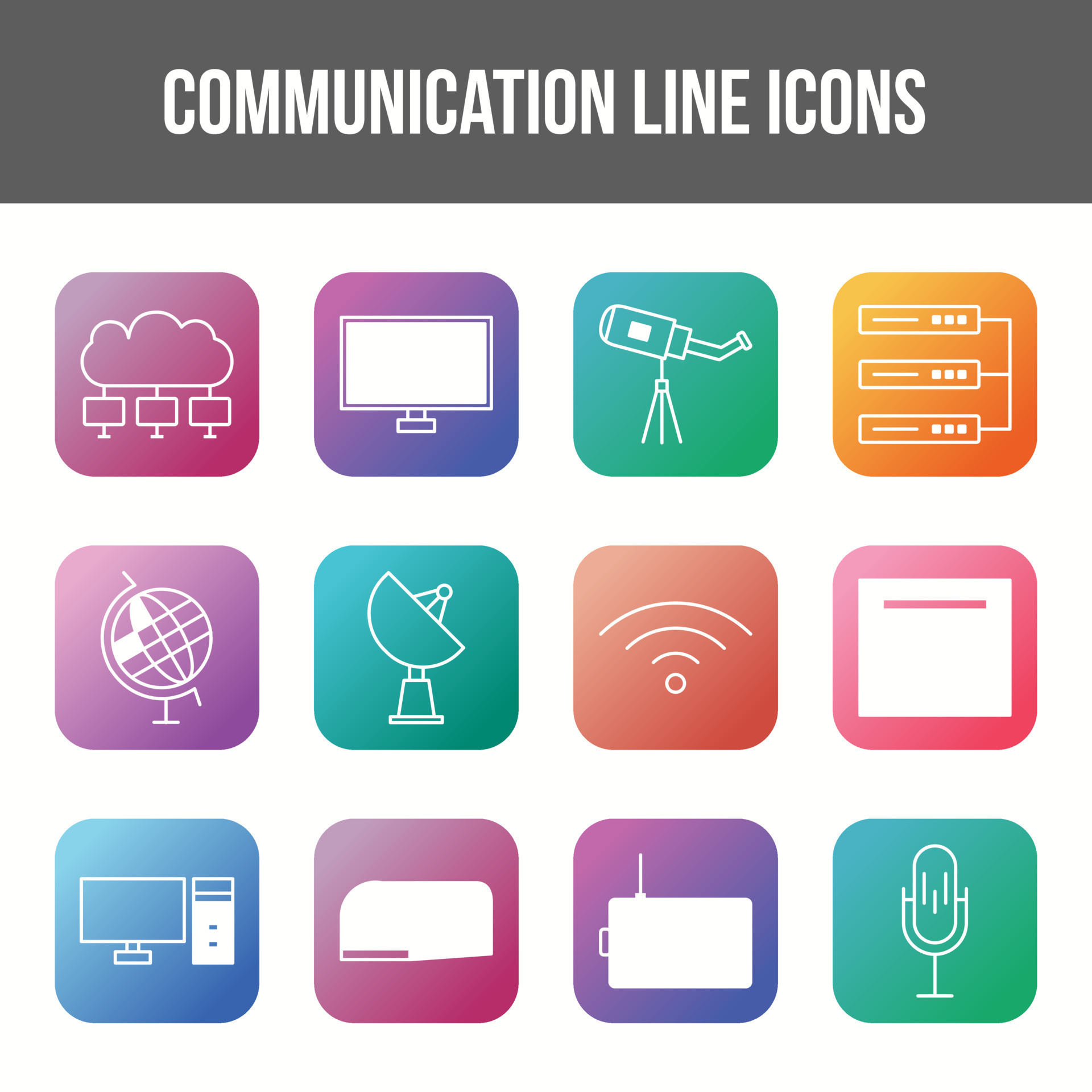 Unique Communication Vector Line Icon Set 17472941 Vector Art At Vecteezy