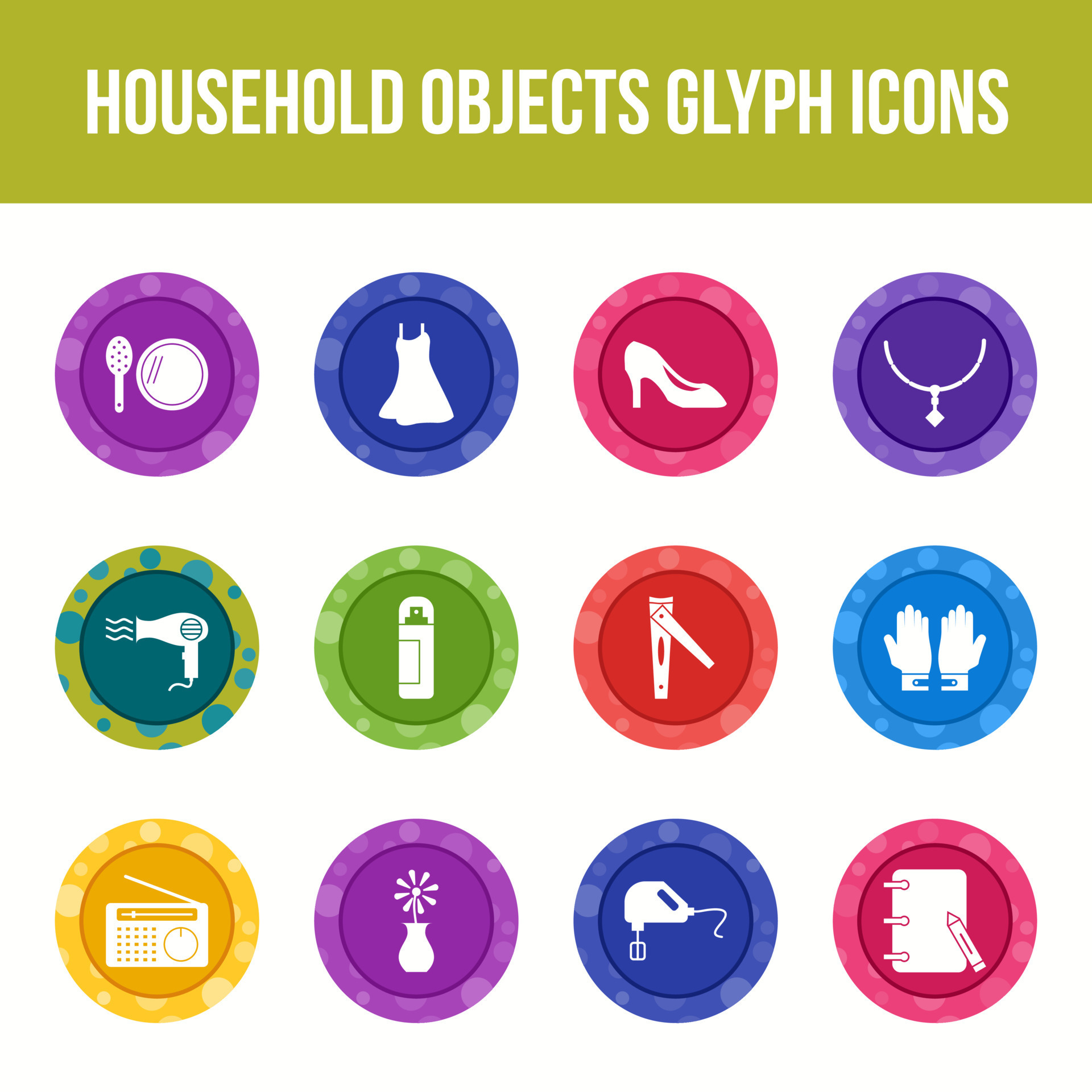 conjunto de iconos de glifo vectorial de objetos domésticos únicos ... conjunto de iconos de glifo vectorial de objetos domésticos únicos ...