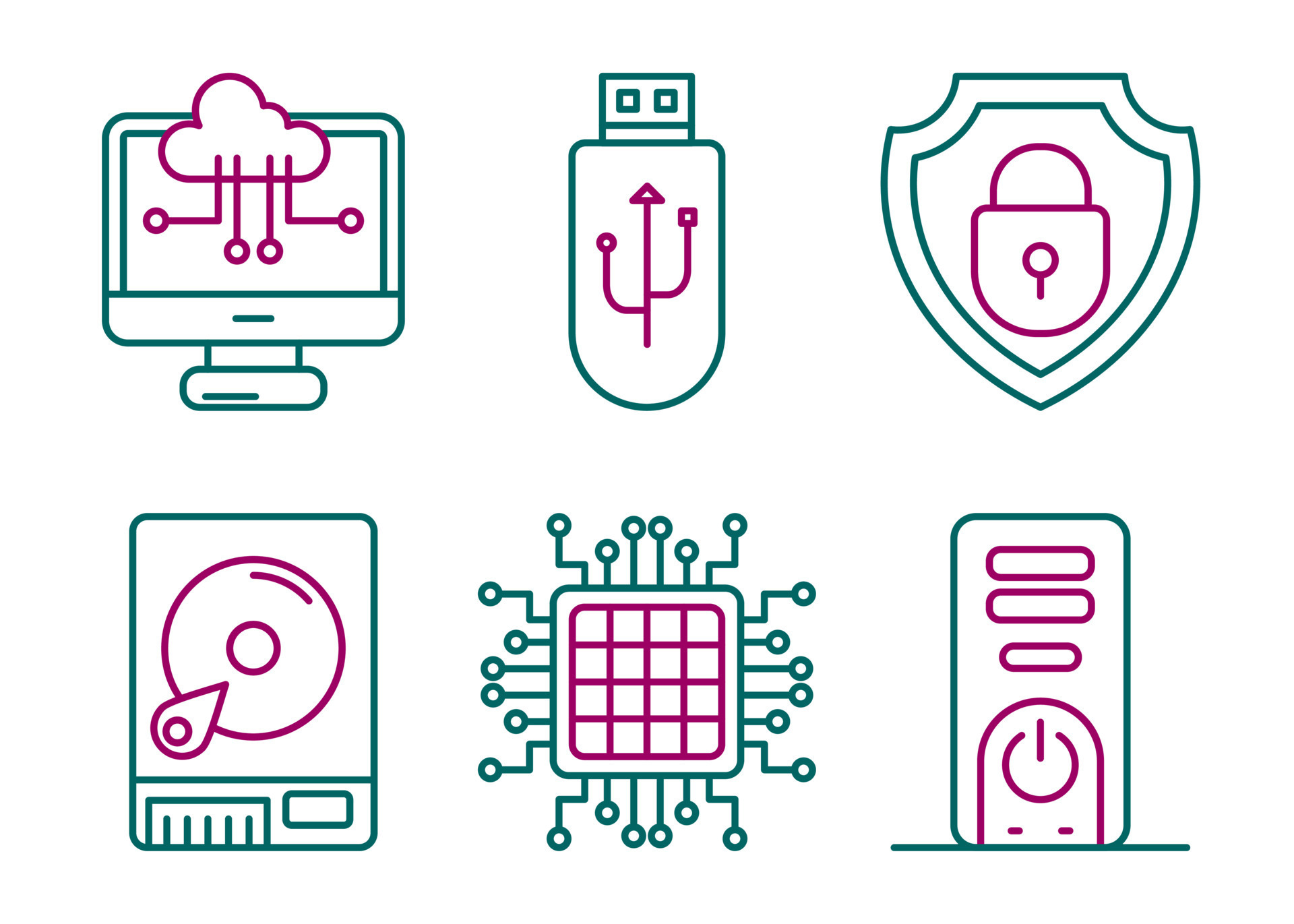 Computer and Hardware Vector Icon Set 17482521 Vector Art at Vecteezy