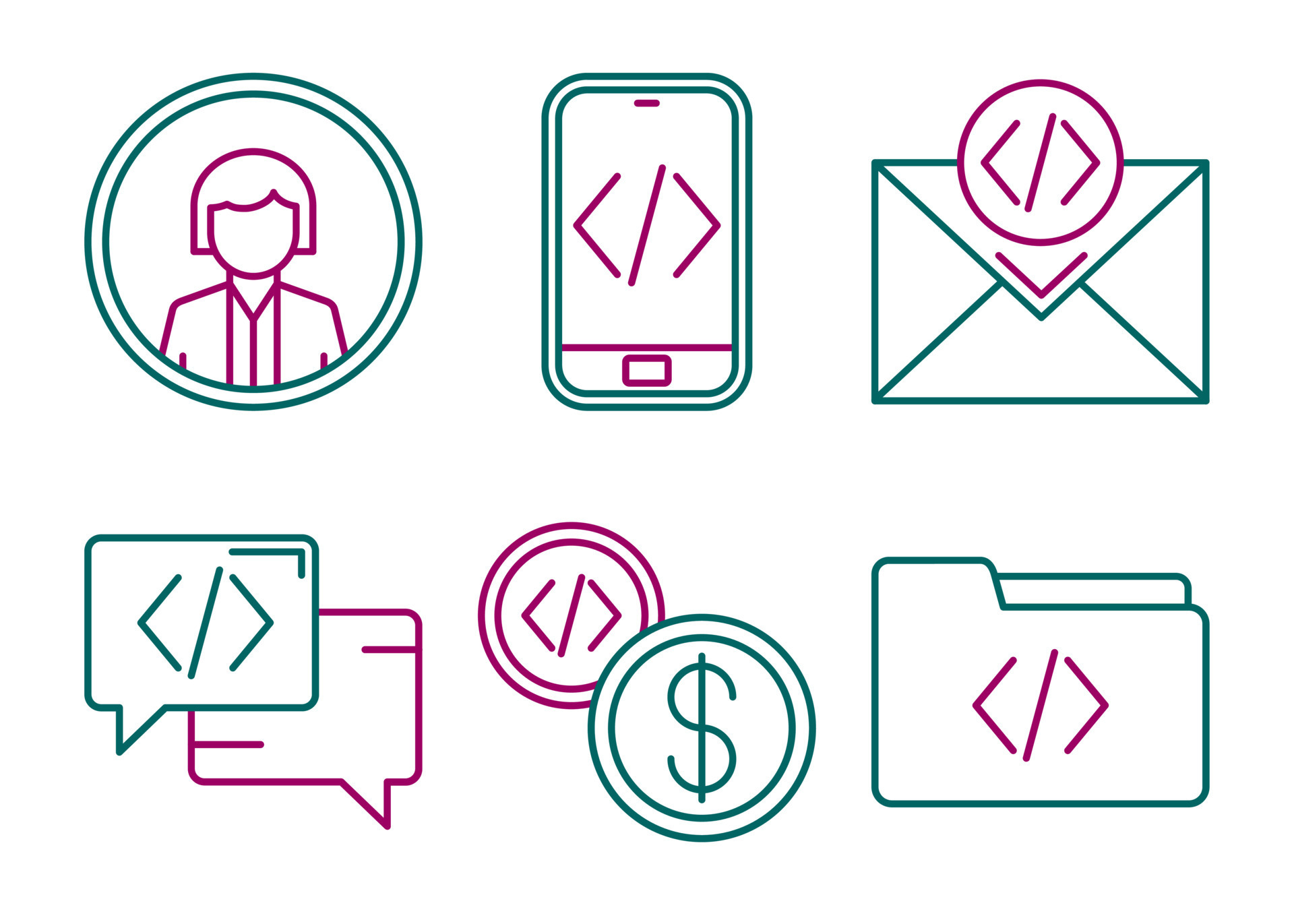 Coding Vector Icon Set 17482545 Vector Art at Vecteezy