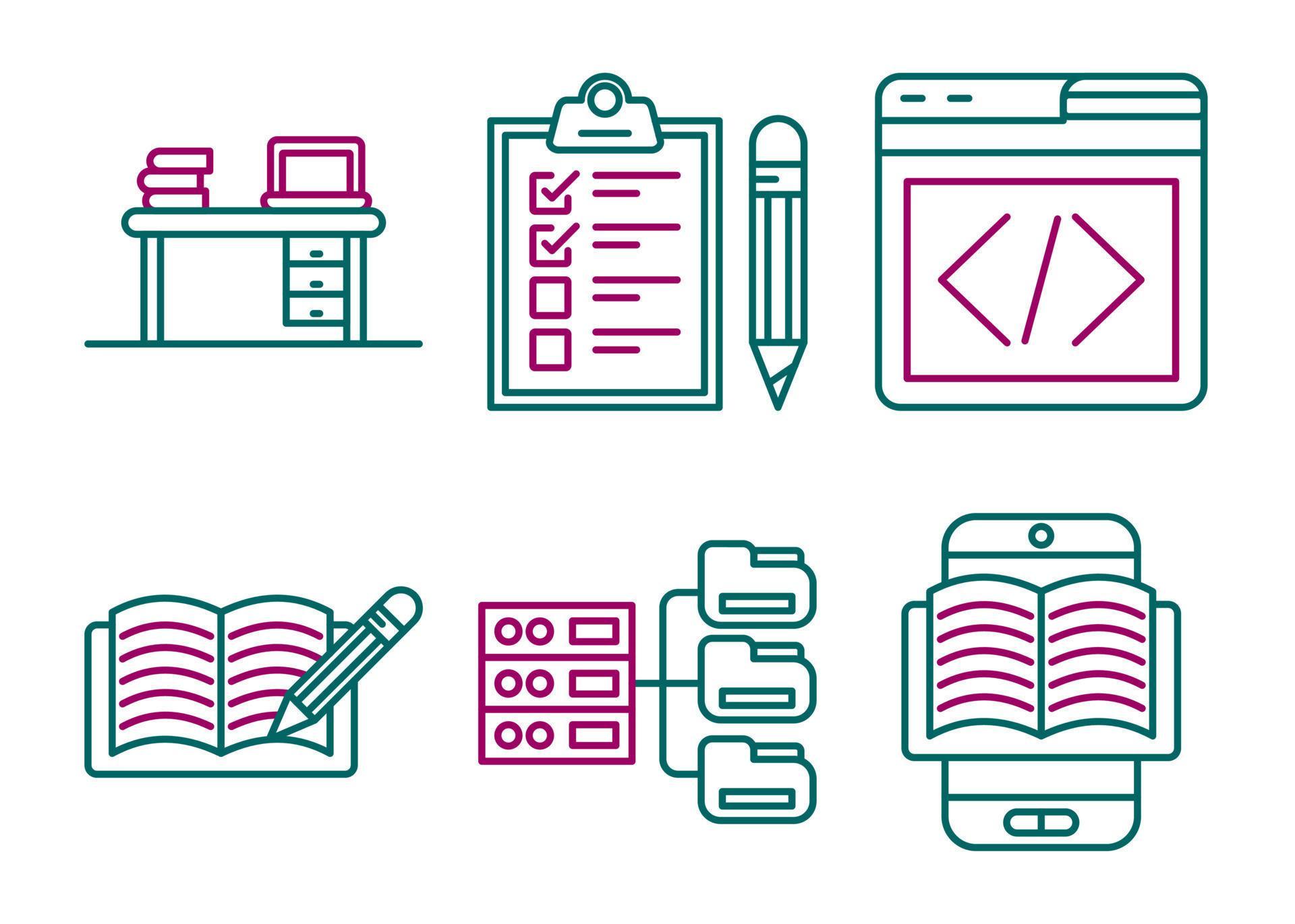 Learning Vector Icon Set 17482547 Vector Art at Vecteezy