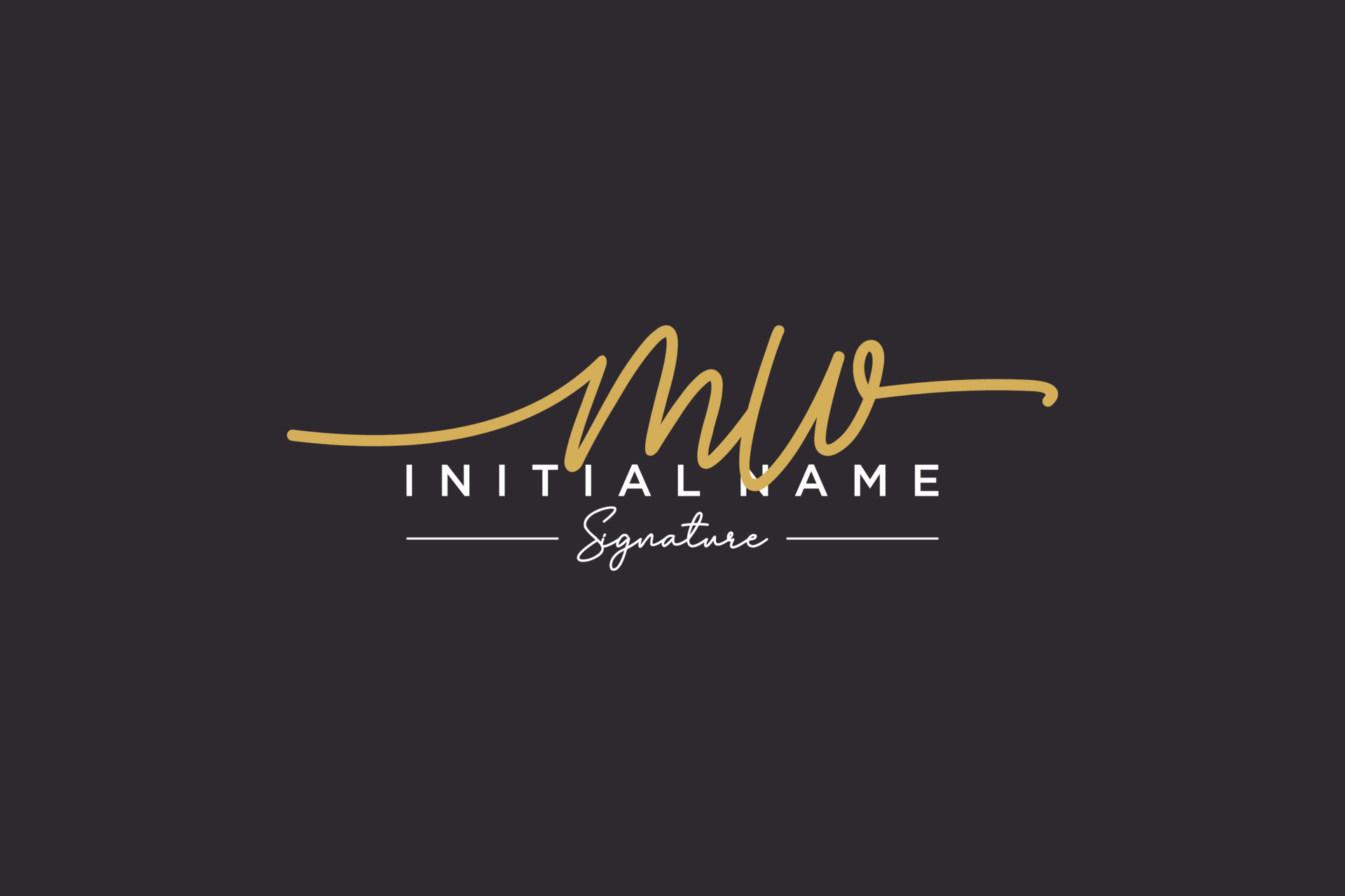 Initial Mw Signature Logo Template Vector Hand Drawn Calligraphy