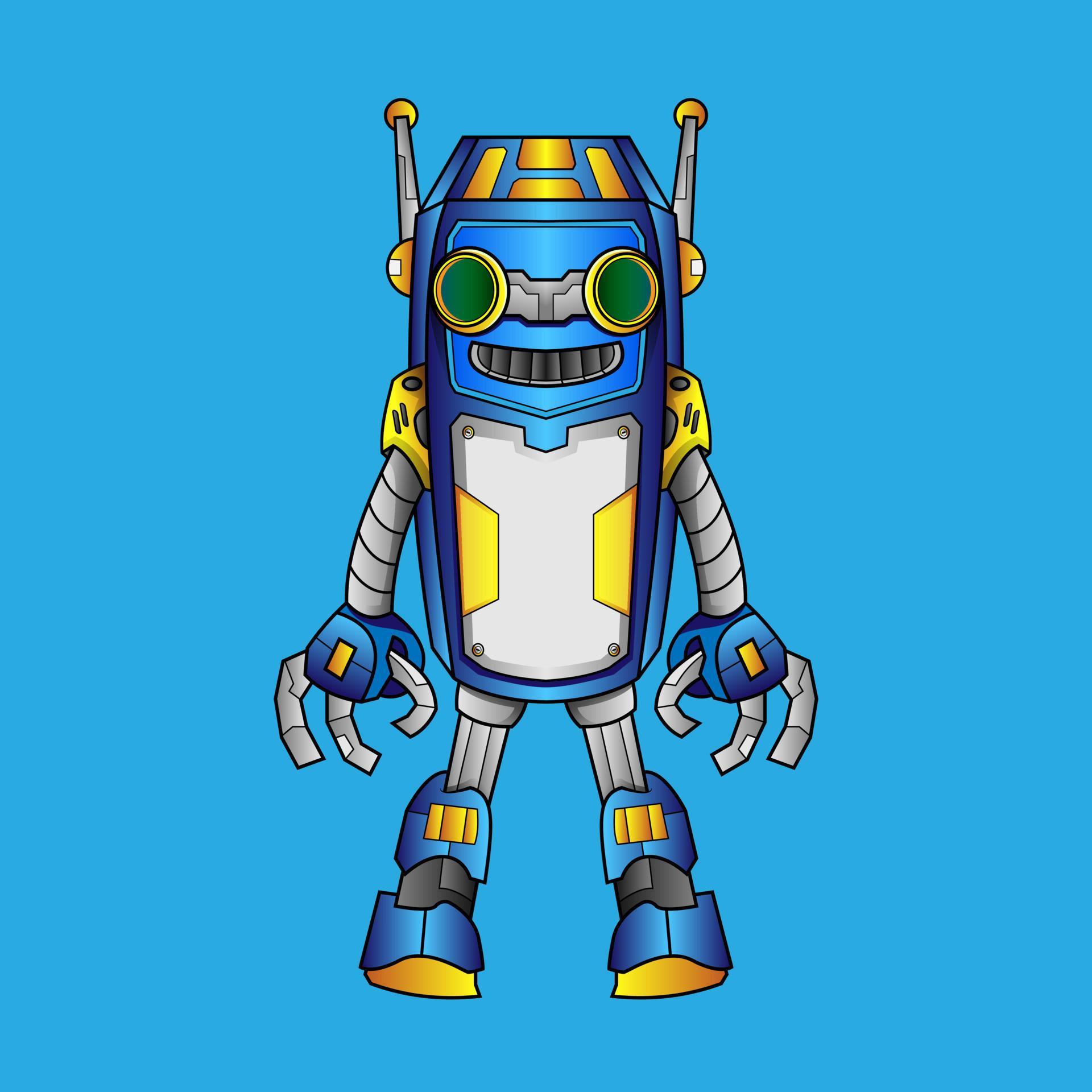 robot characters for kids Robotic character with happy modern technology post and gestures ...