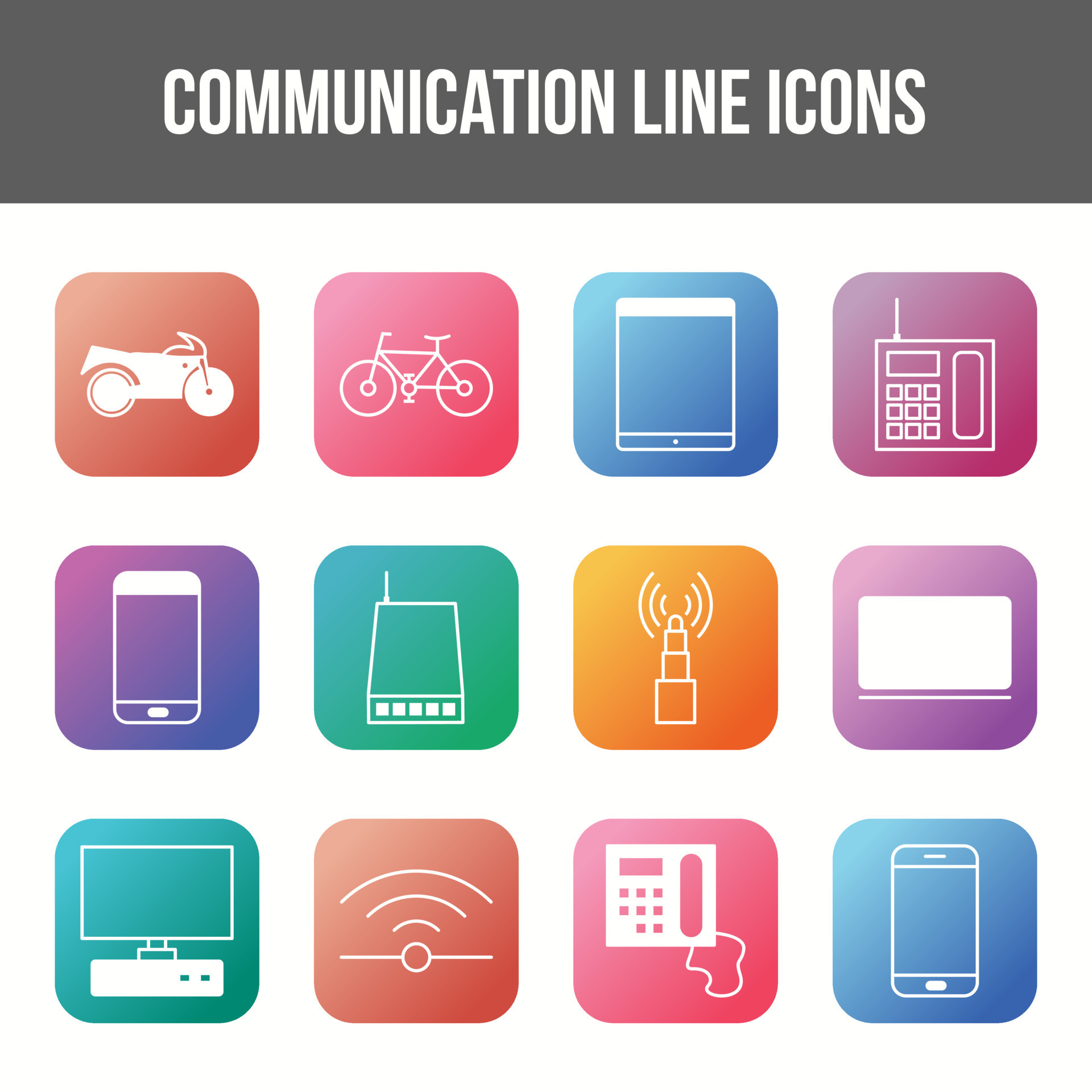 Unique Communication Vector Line Icon Set 17486150 Vector Art At Vecteezy