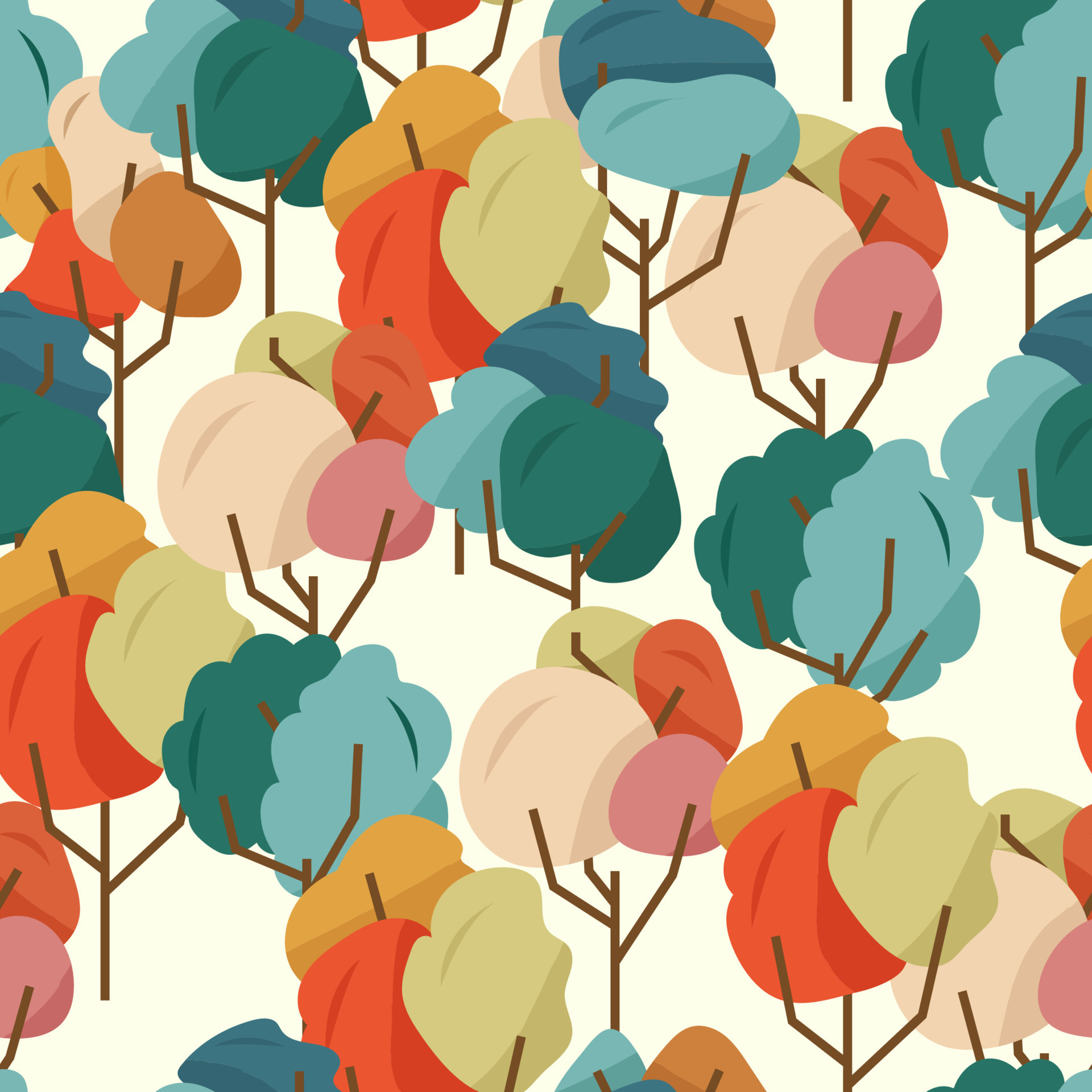 Seamless pattern with colorful trees 17489066 Vector Art at Vecteezy