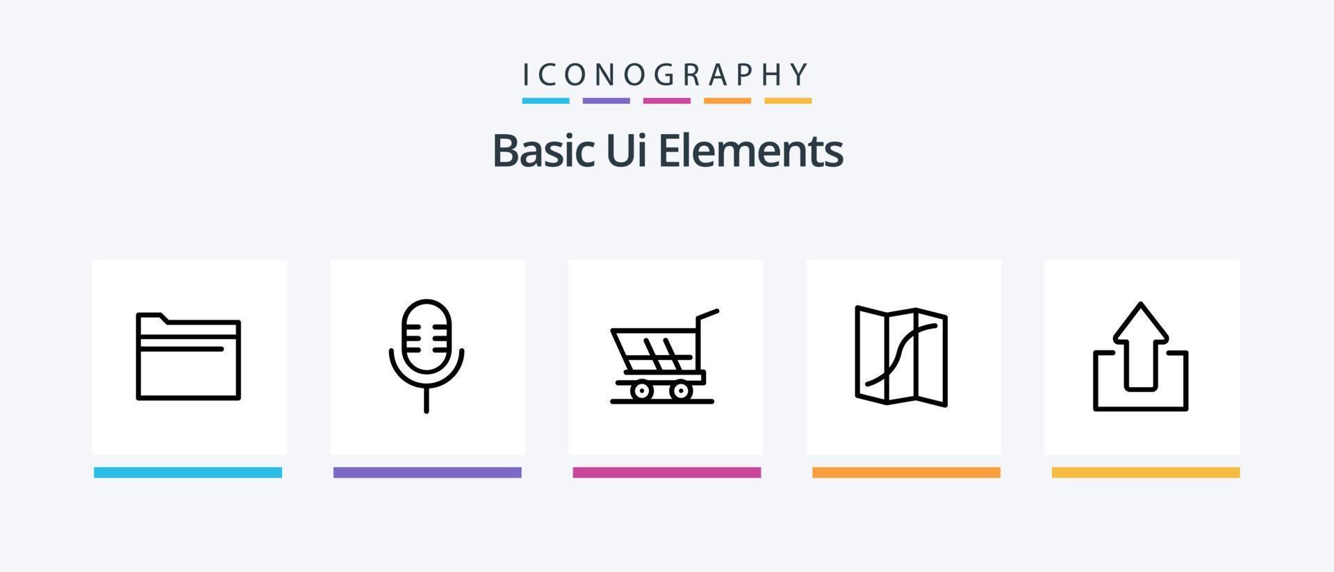 Basic Ui Elements Line 5 Icon Pack Including Trolley Download Map Down Arrow Creative Icons
