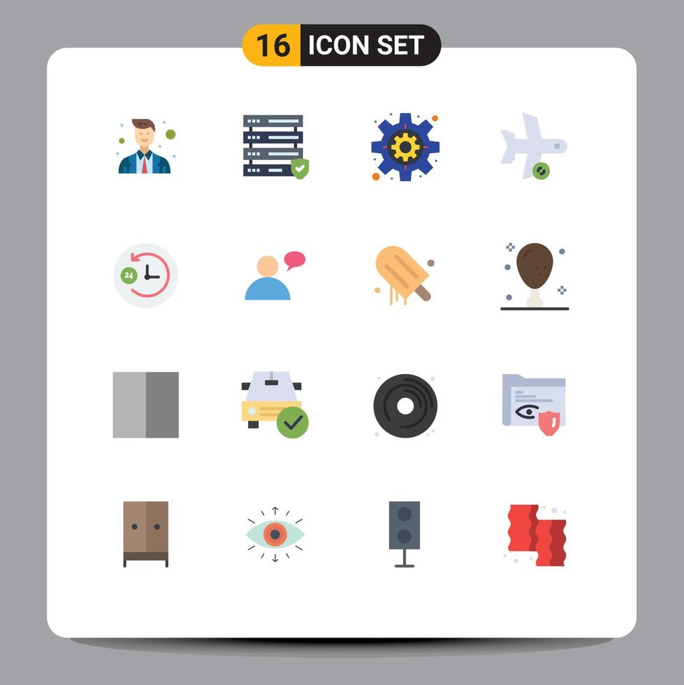 Mobile Interface Flat Color Set Of 16 Pictograms Of Support Clock Gear
