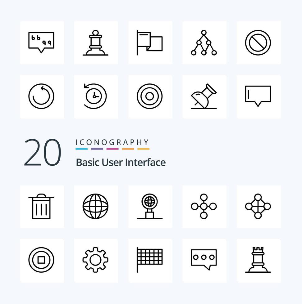 20 Basic Line icon Pack like cog user network interface topology 17492389 Vector Art at Vecteezy