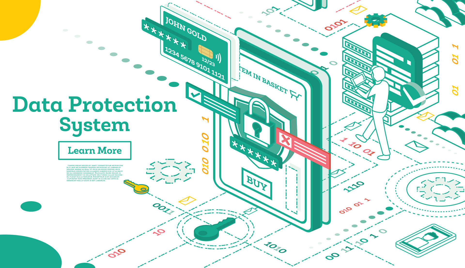 Data Protection System Isometric Cyber Security And Privacy Traffic Encryption Vpn 17494672