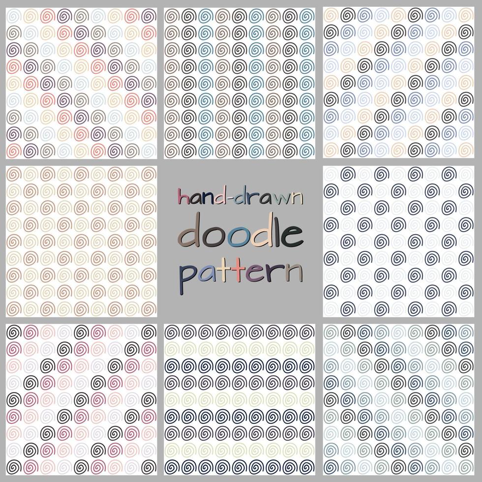 Hand-drawn Doodle Seamless Patterns Collection. Set of Color Vector ...