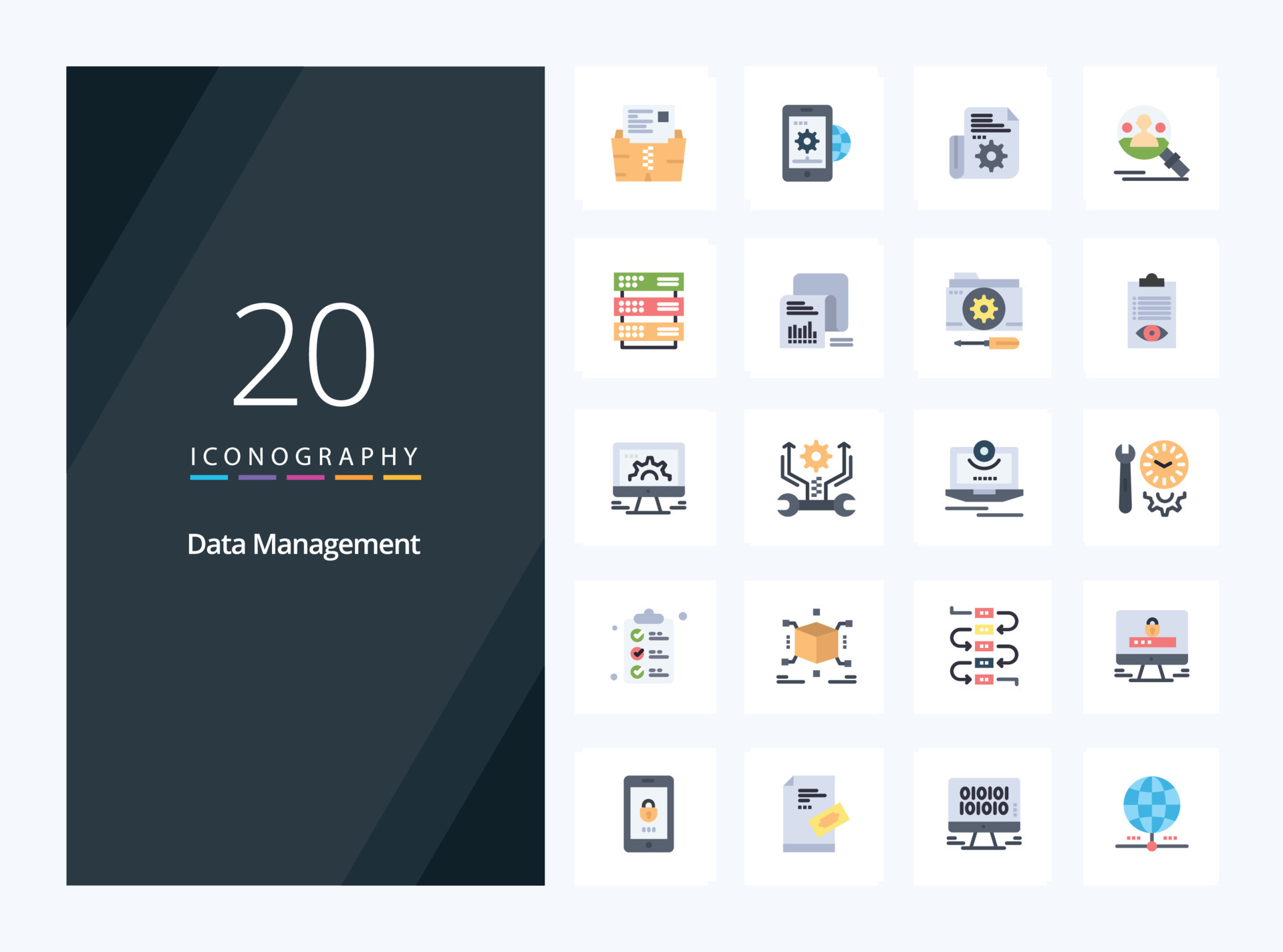 20 Data Management Flat Color Icon For Presentation 17503610 Vector Art At Vecteezy