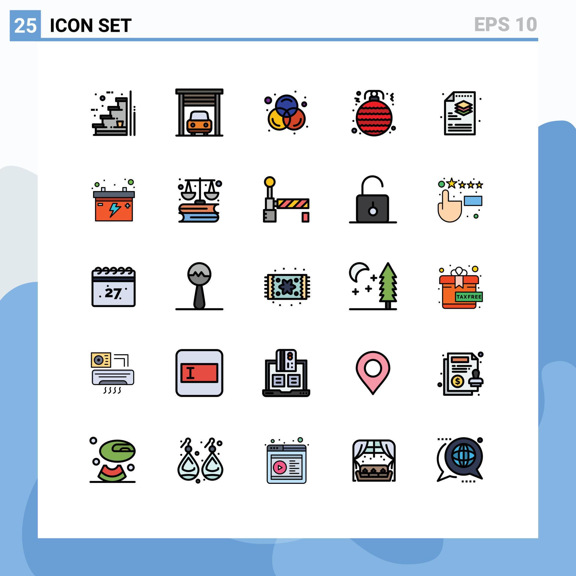 25 Thematic Vector Filled Line Flat Colors And Editable Symbols Of File Creative Colors Ornament