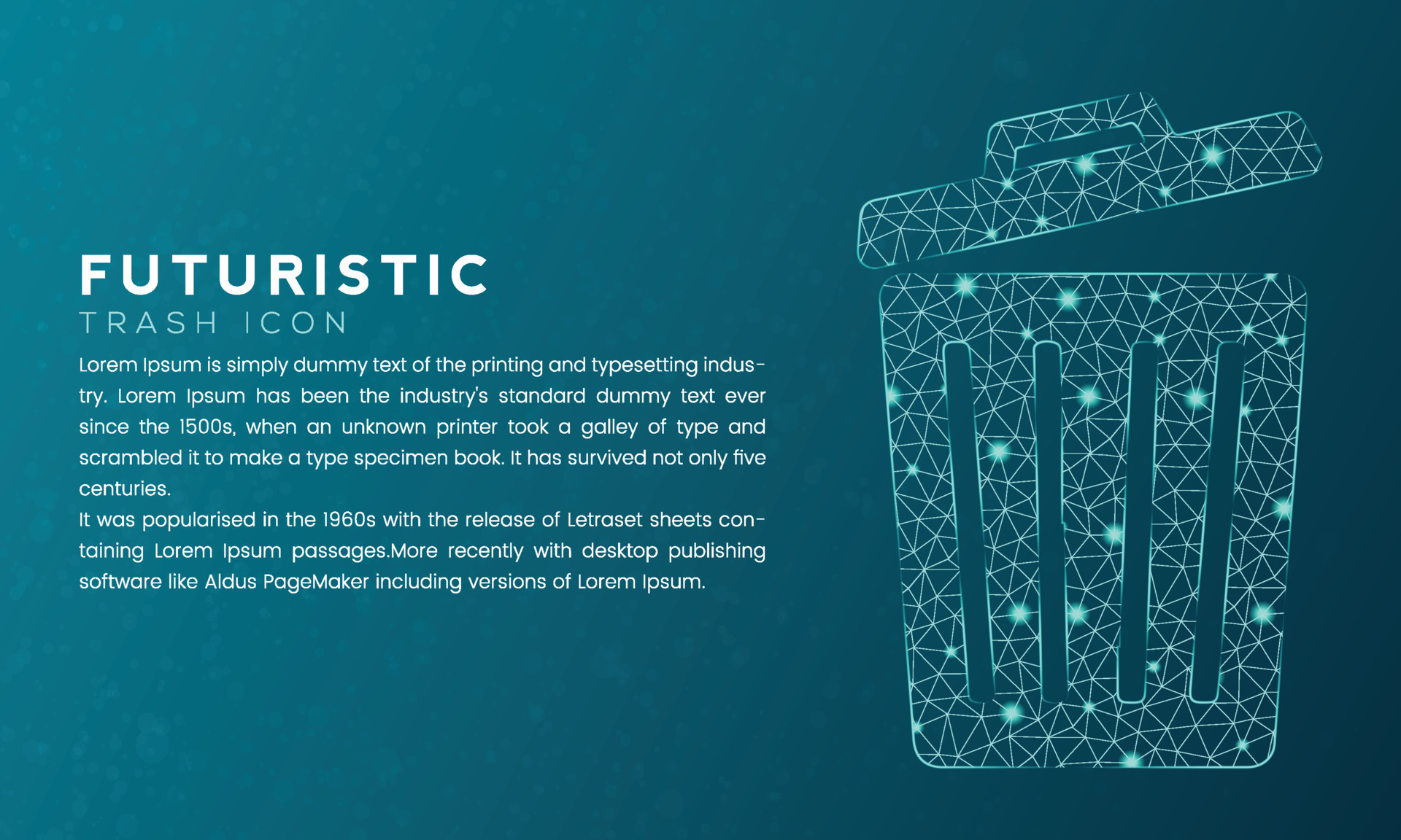 Blue futuristic trash bin icon concept with polygon node connected dots ... Blue futuristic trash bin icon concept with polygon node connected dots ...