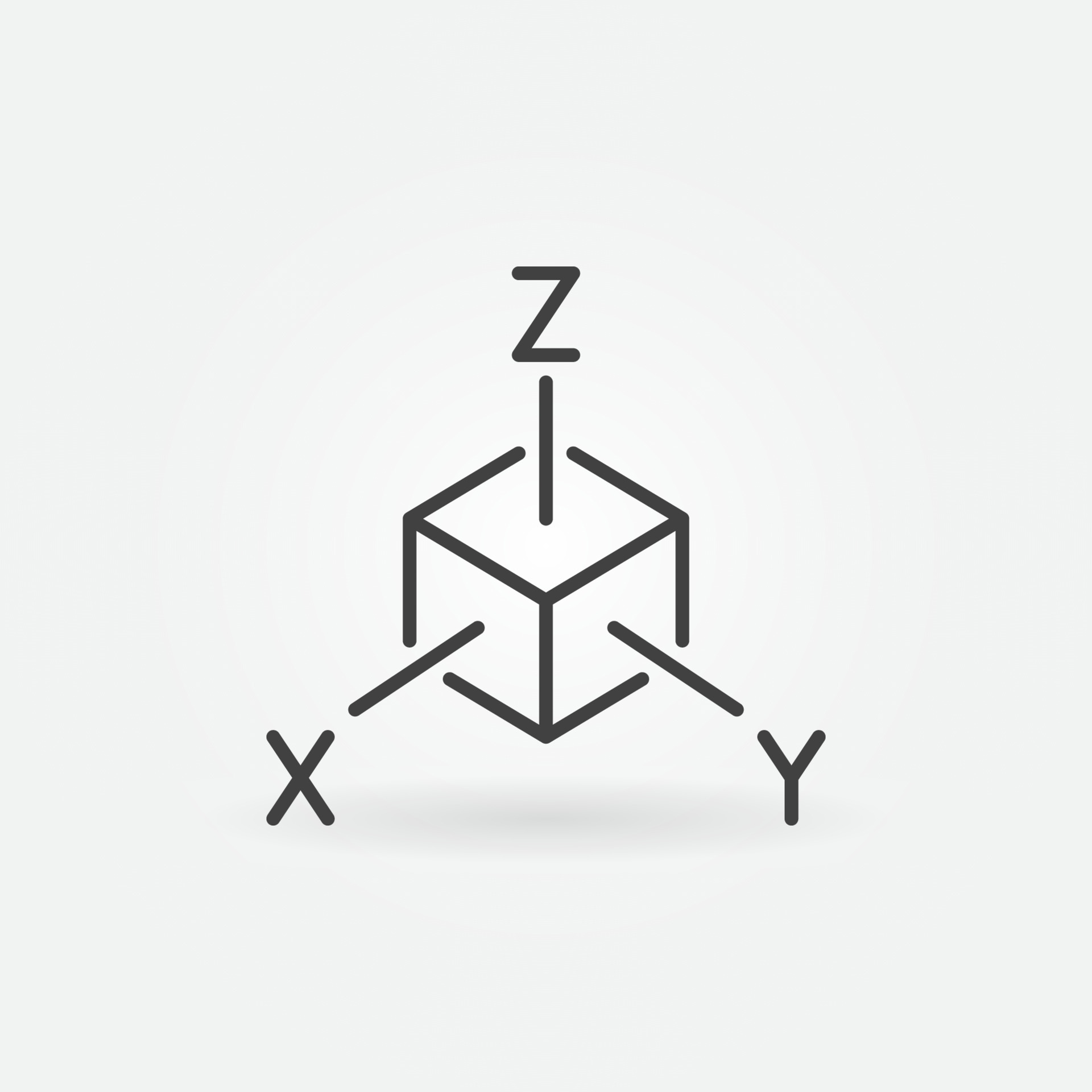 Xyz Axis Cube Vector Tridimensional Coordinate Spaces Line Icon 17505055 Vector Art At Vecteezy