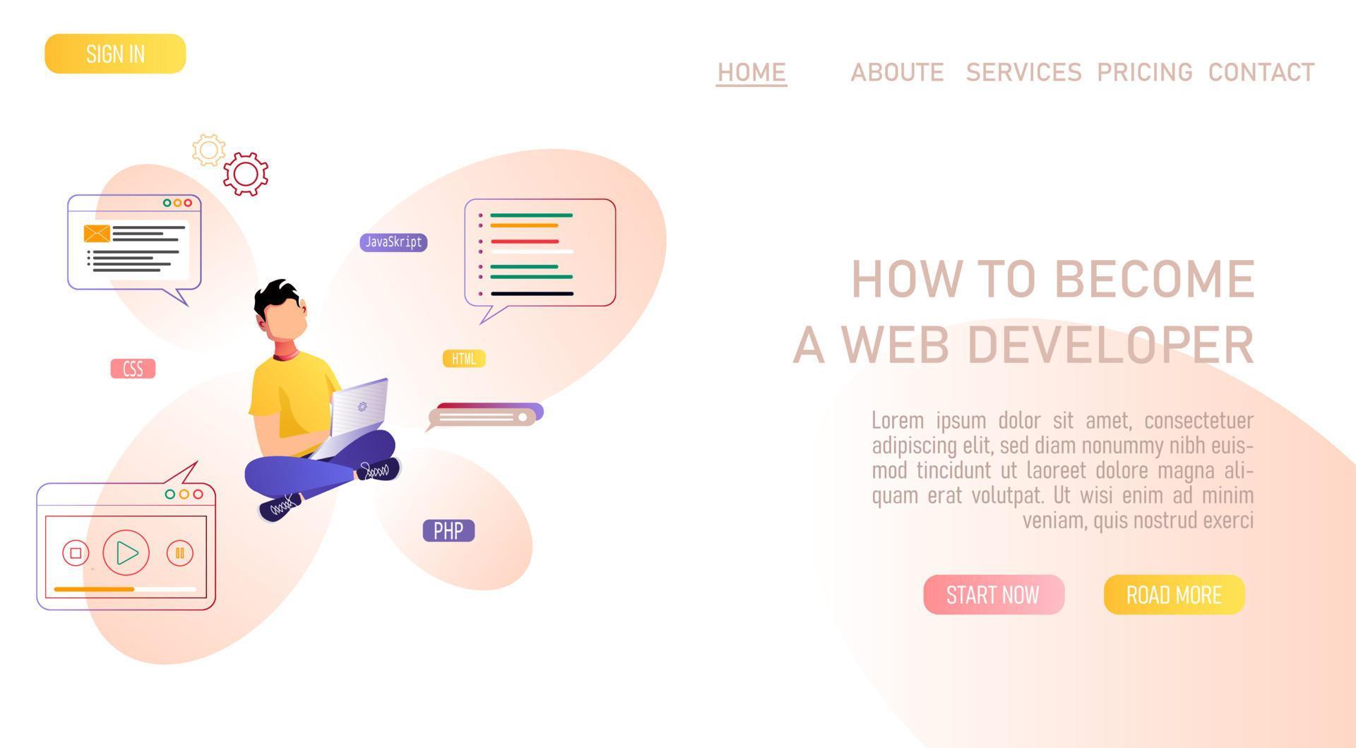 Man working with laptop on the website development. Website developer ...