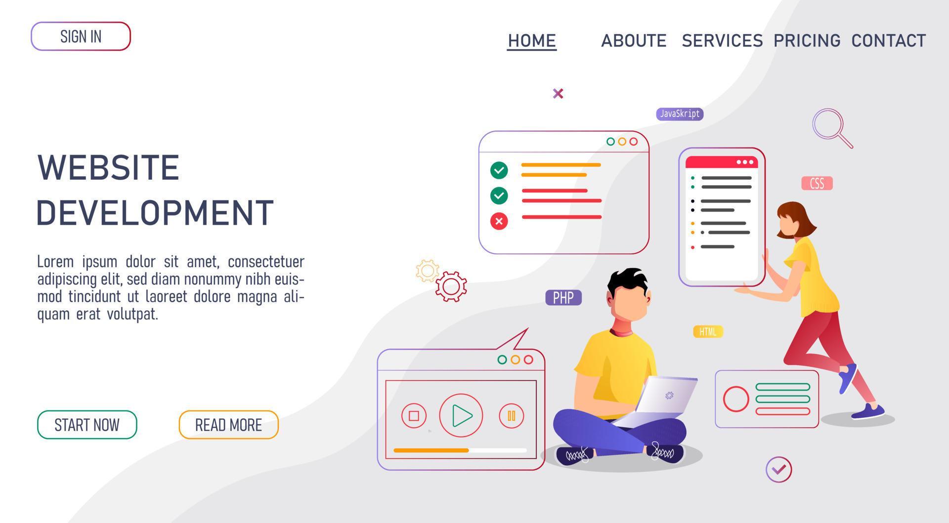 People working on the website development and design. Web agency, website builder, programmer ...