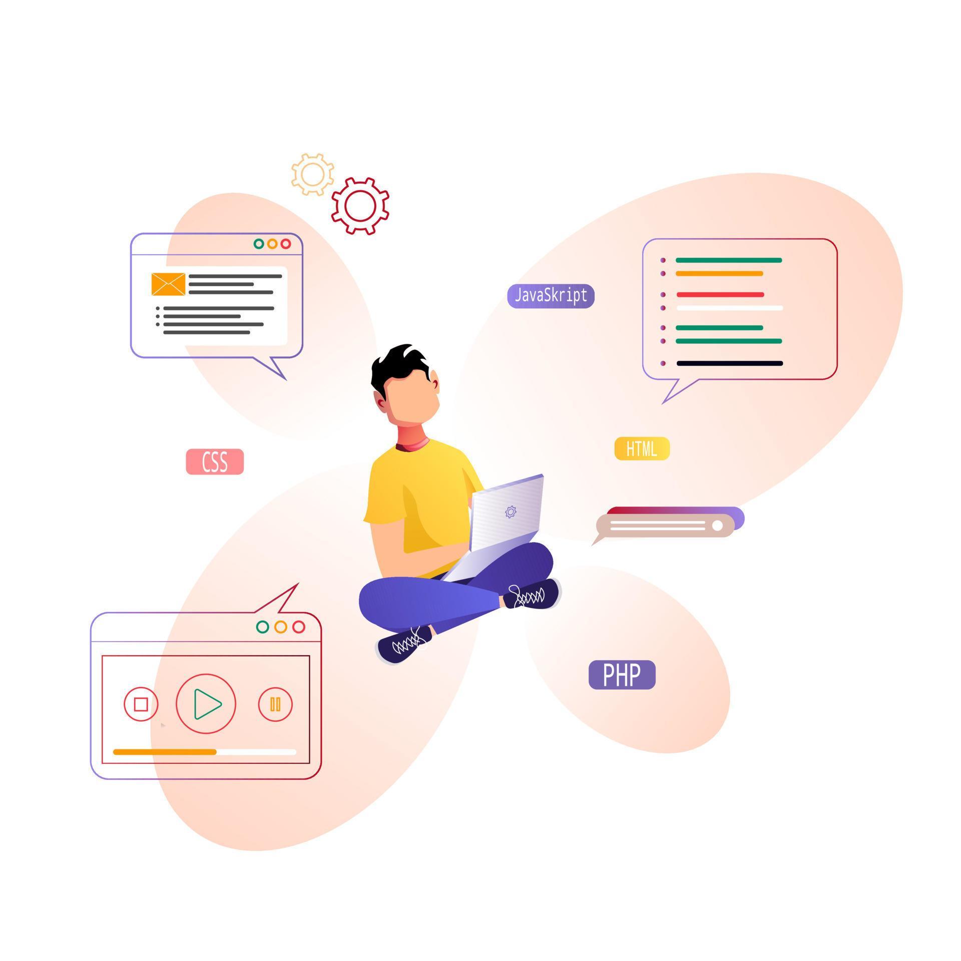 Man working with laptop on the website development. Website developer ...